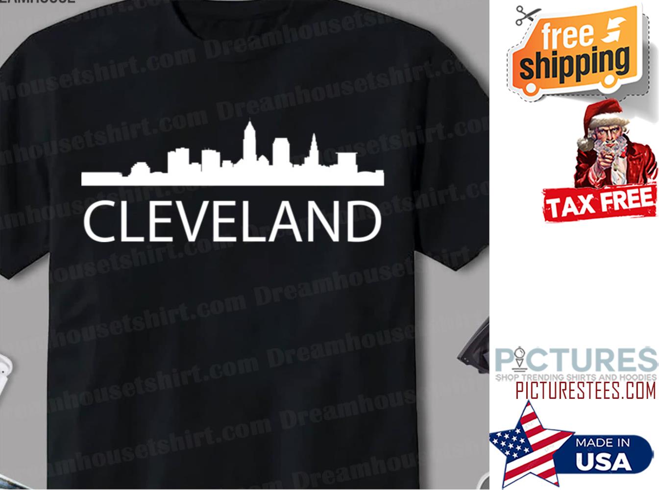 White Silhouette Clevelands With Word Cleveland Shirt • Picturestees ...