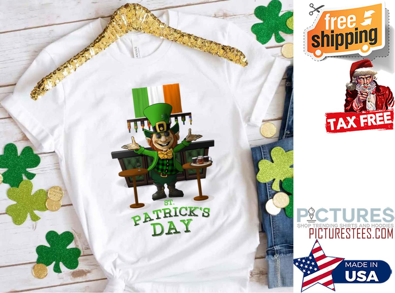 St Patrick’s Day Leprechaun In Bar Shirt • Picturestees Clothing LLC