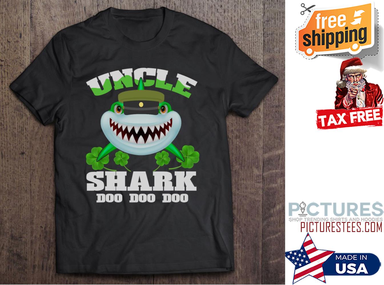 St Patrick's Day Uncle Shark Doo Doo Doo Shamrock Shirt • Picturestees ...
