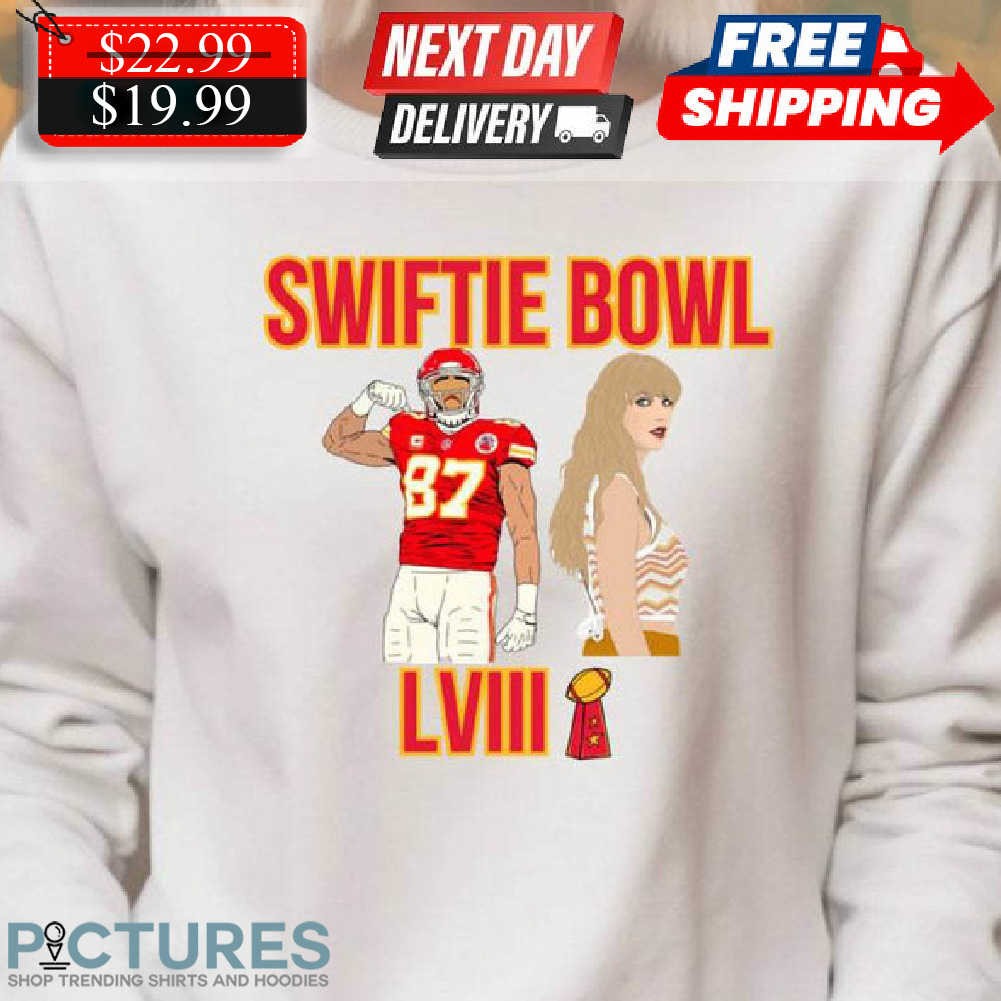 Travis Kelce And Taylors Swiftie Bowl LVIII Kansas City Football Shirt ...