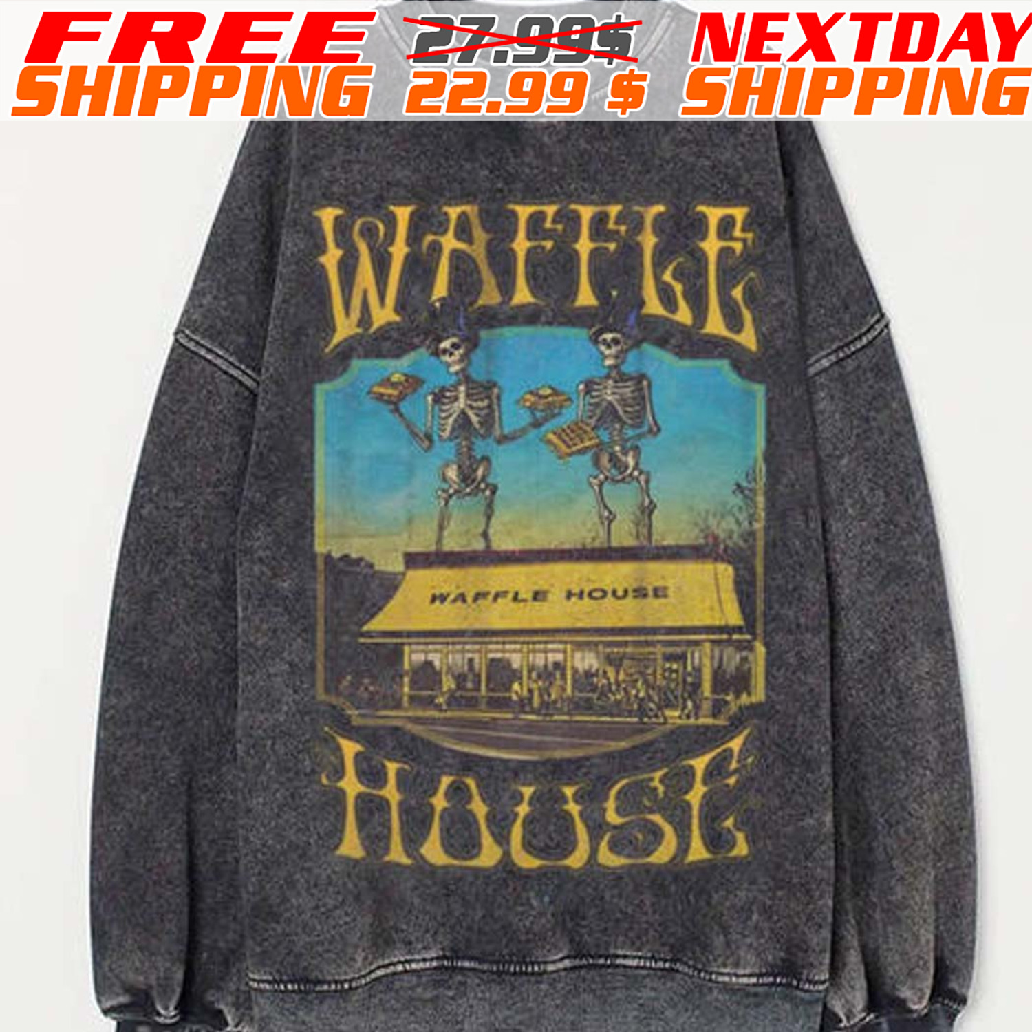 Skeleton Waffle House Shirt • Picturestees Clothing LLC