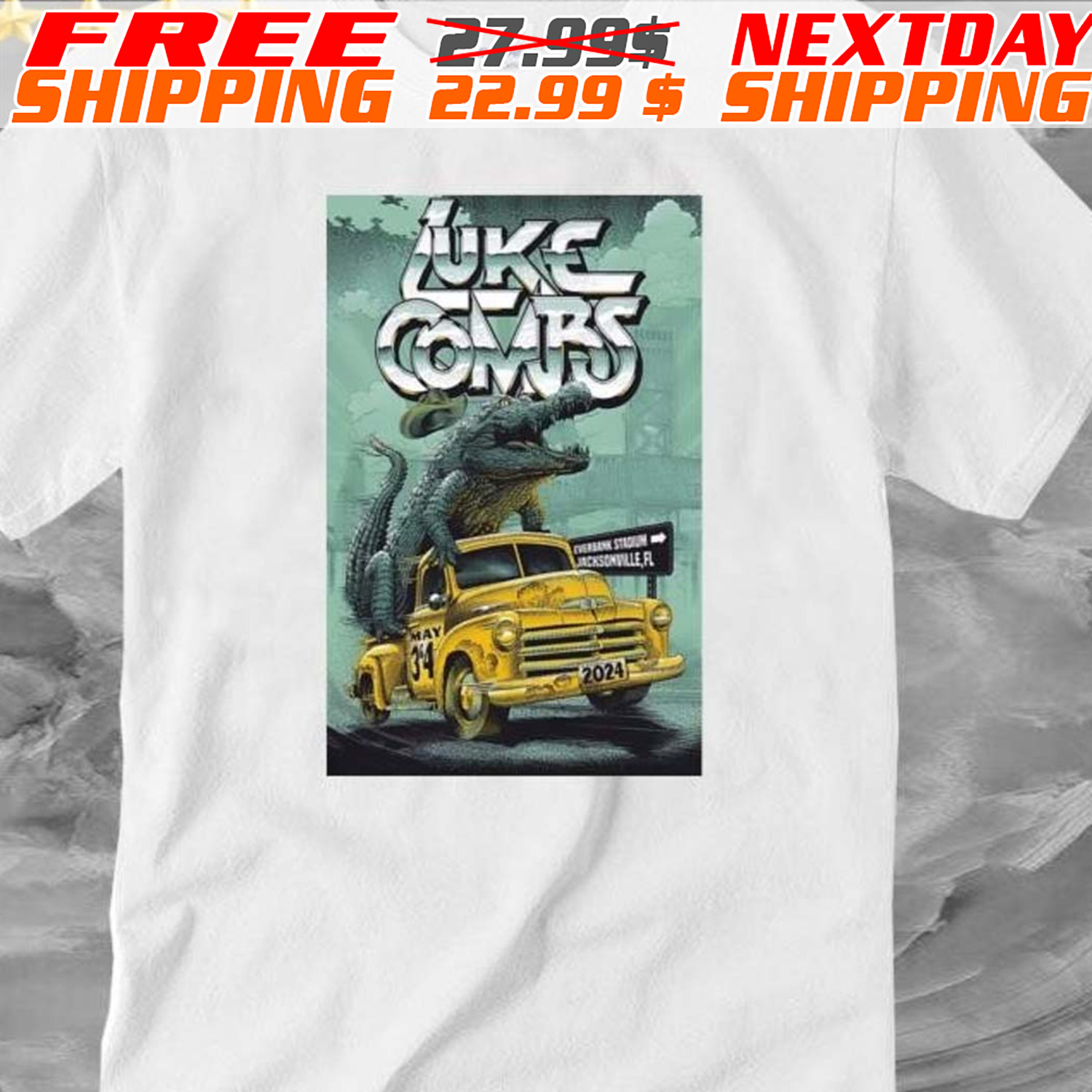 Luke Combs May 3 & 4 2024 Everbank Stadium Jacksonville FL Shirt ...