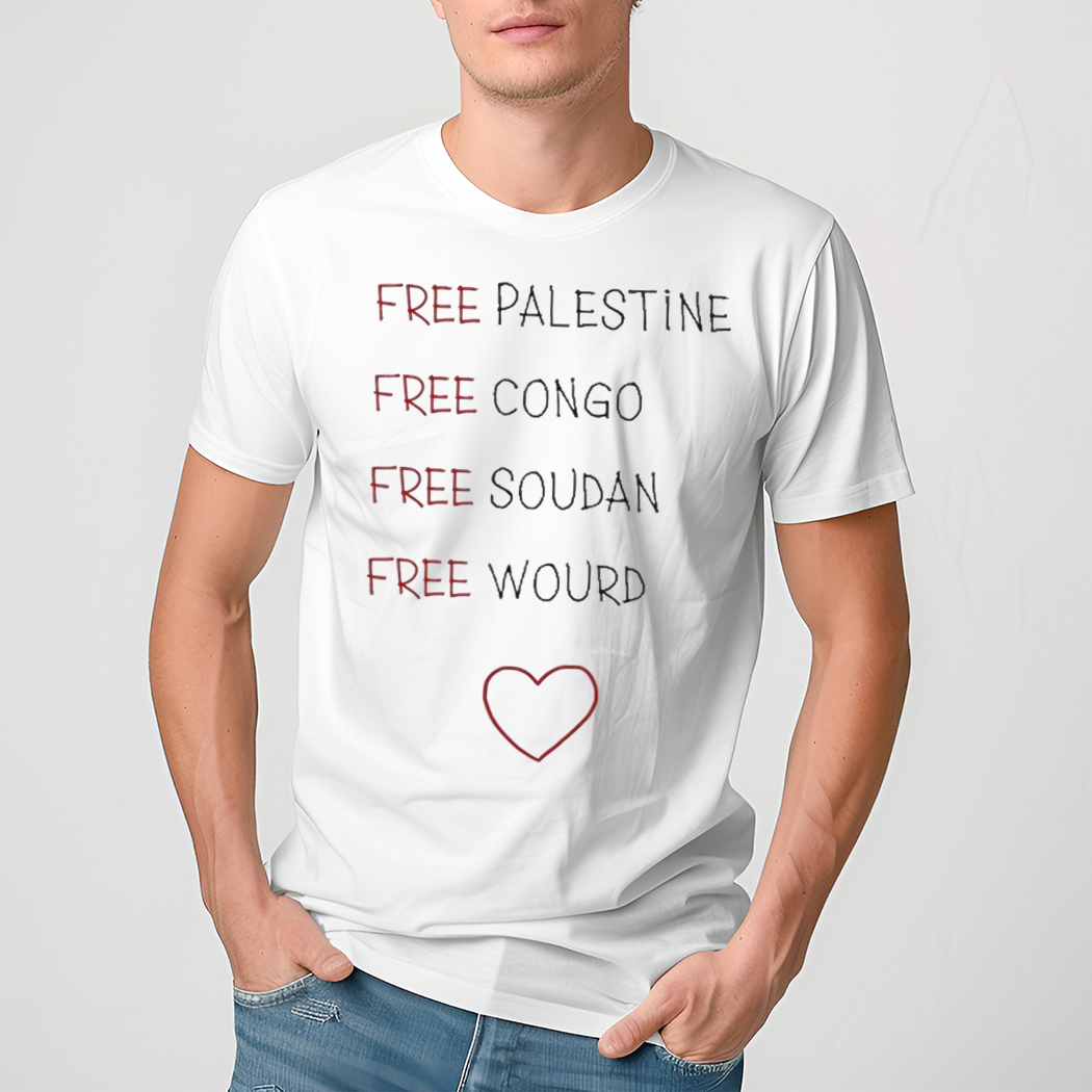 Yannou Wearing Free Palestine Free Congo Free Soudan Free World Shirt ...