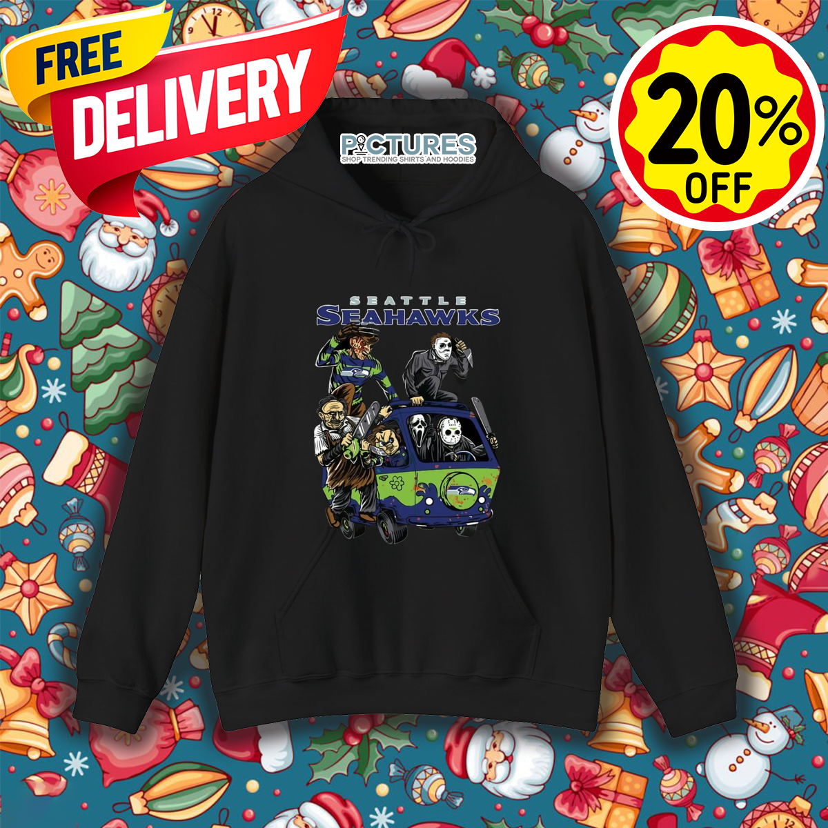 Sale 20% Horror Characters Seattle Seahawks Halloween NFL 2024 Shirt ...