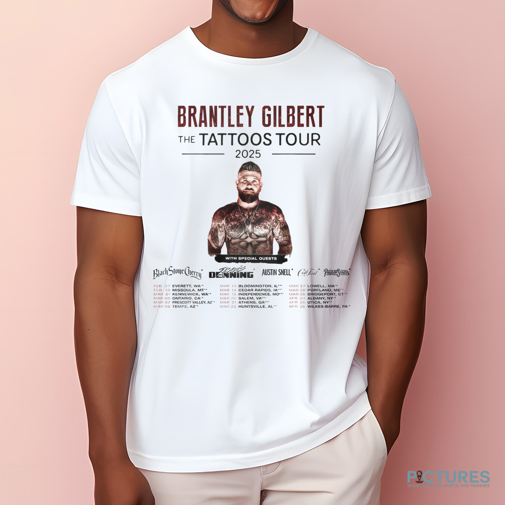 🚛Free Delivery: 📣SaleOff 20% Brantley Gilbert The Tattoos Tour 2025 Shirt • , Classic tee ...