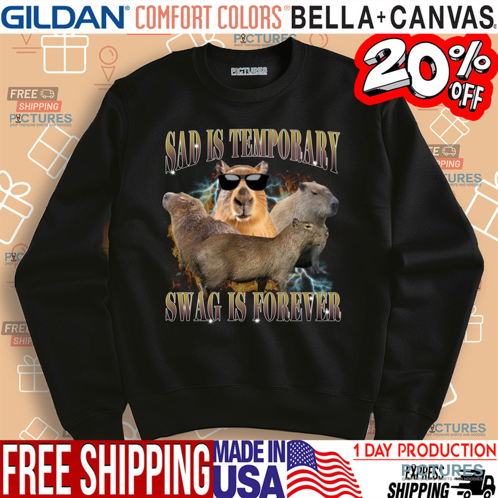 Capybara Sad Is Temporary Swag Is Forever Shirt • Picturestees Clothing LLC