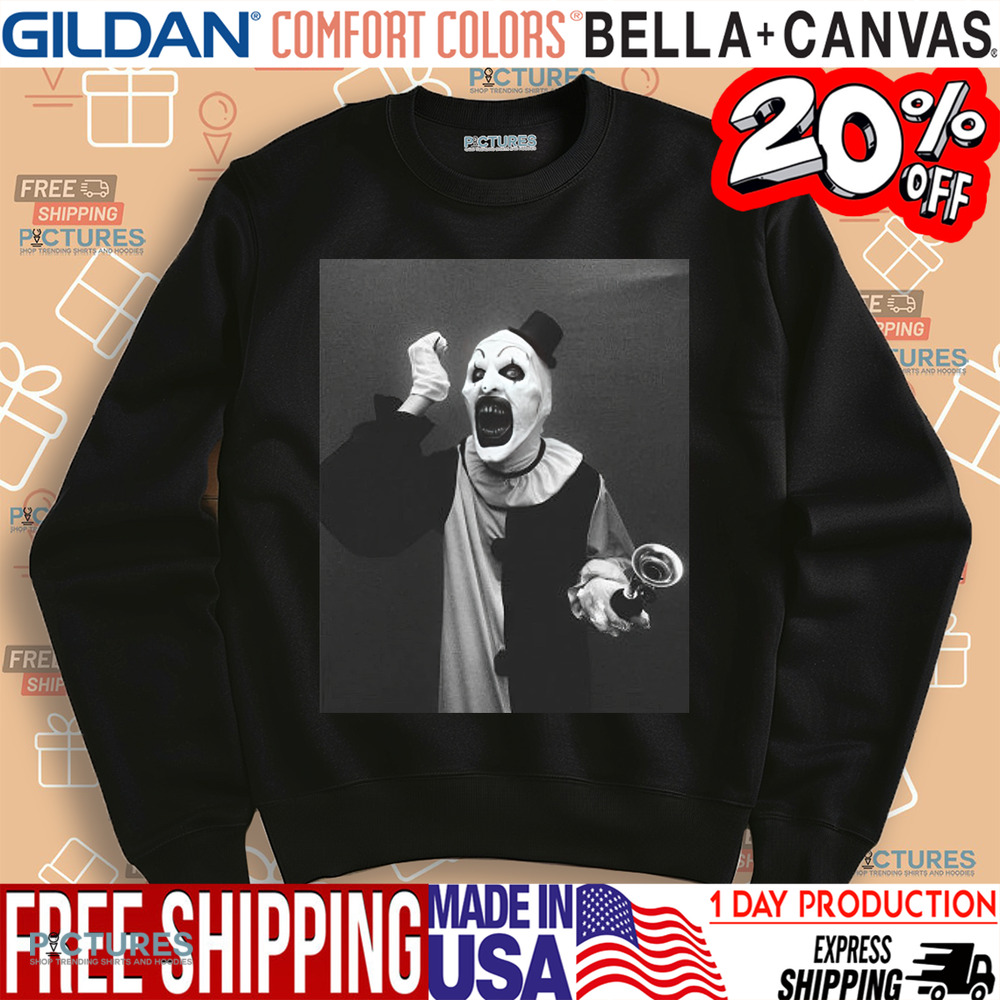 Free Shipping X Sale 20% Terrifier Movie Art the Clown Vintage Shirt ...