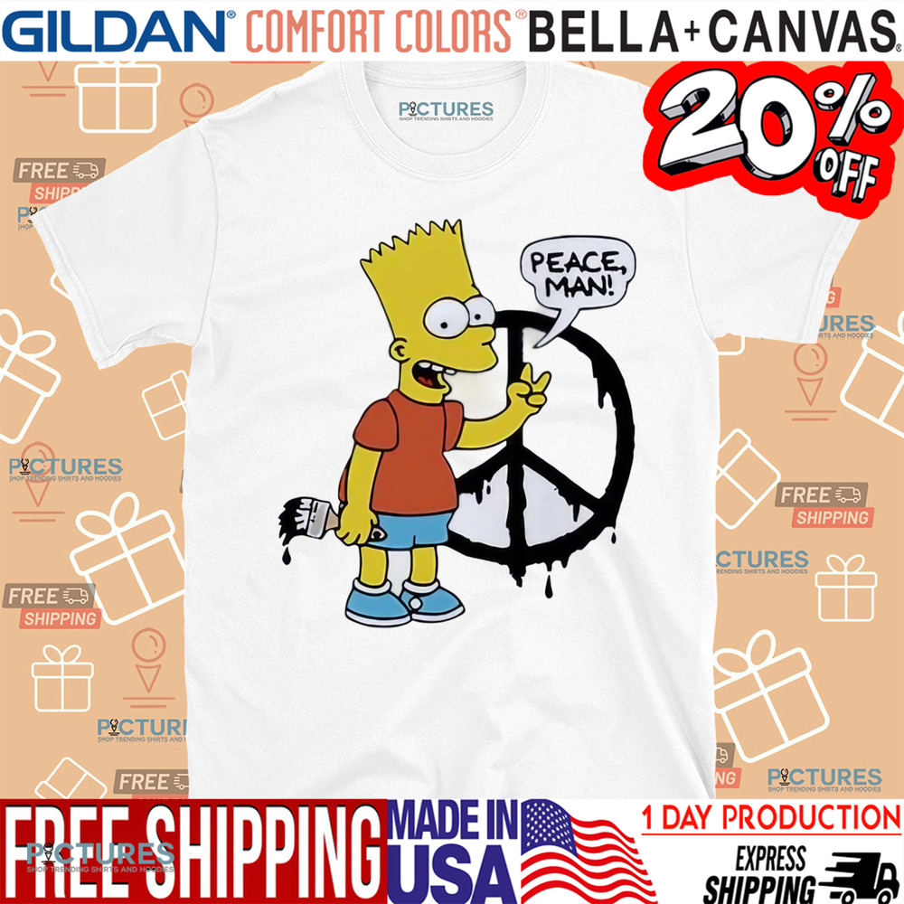 Bart Simpson Peace Man Cartoon Shirt • Picturestees Clothing LLC