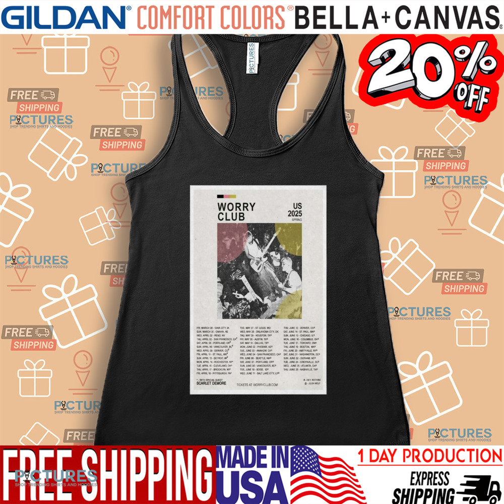 Worry Club Spring US 2025 Tour Poster Shirt • Picturestees Clothing LLC