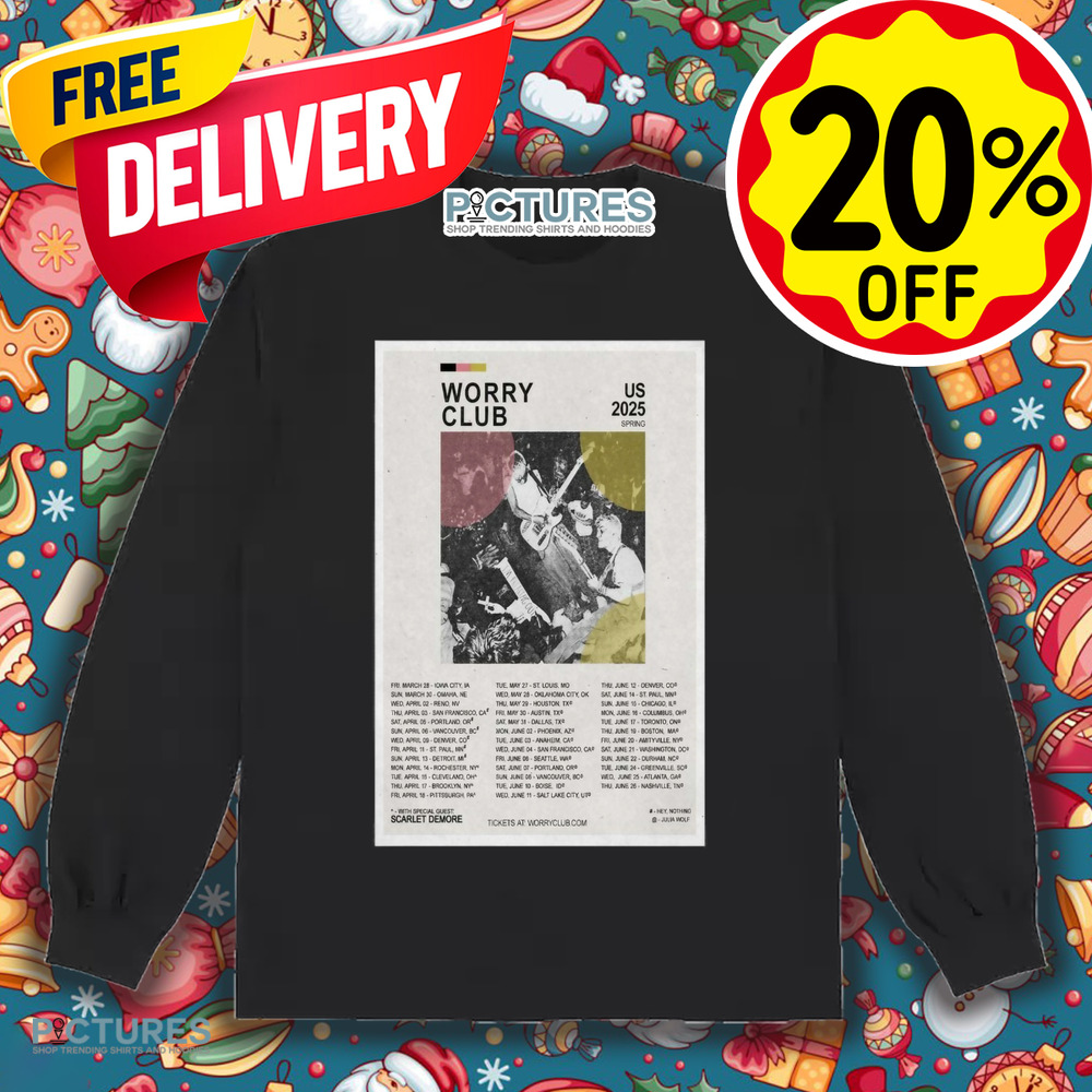 Worry Club Spring US 2025 Tour Poster Shirt • Picturestees Clothing LLC