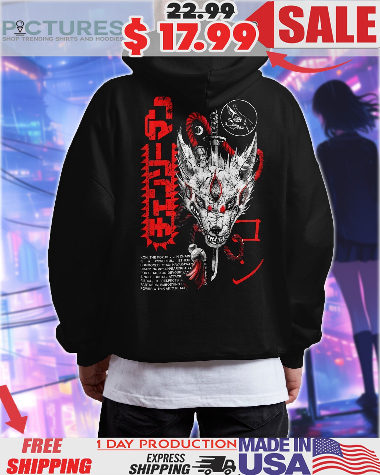 Chainsaw Man Kon Fox Head Devil Dark Anime Shirt • Picturestees ...