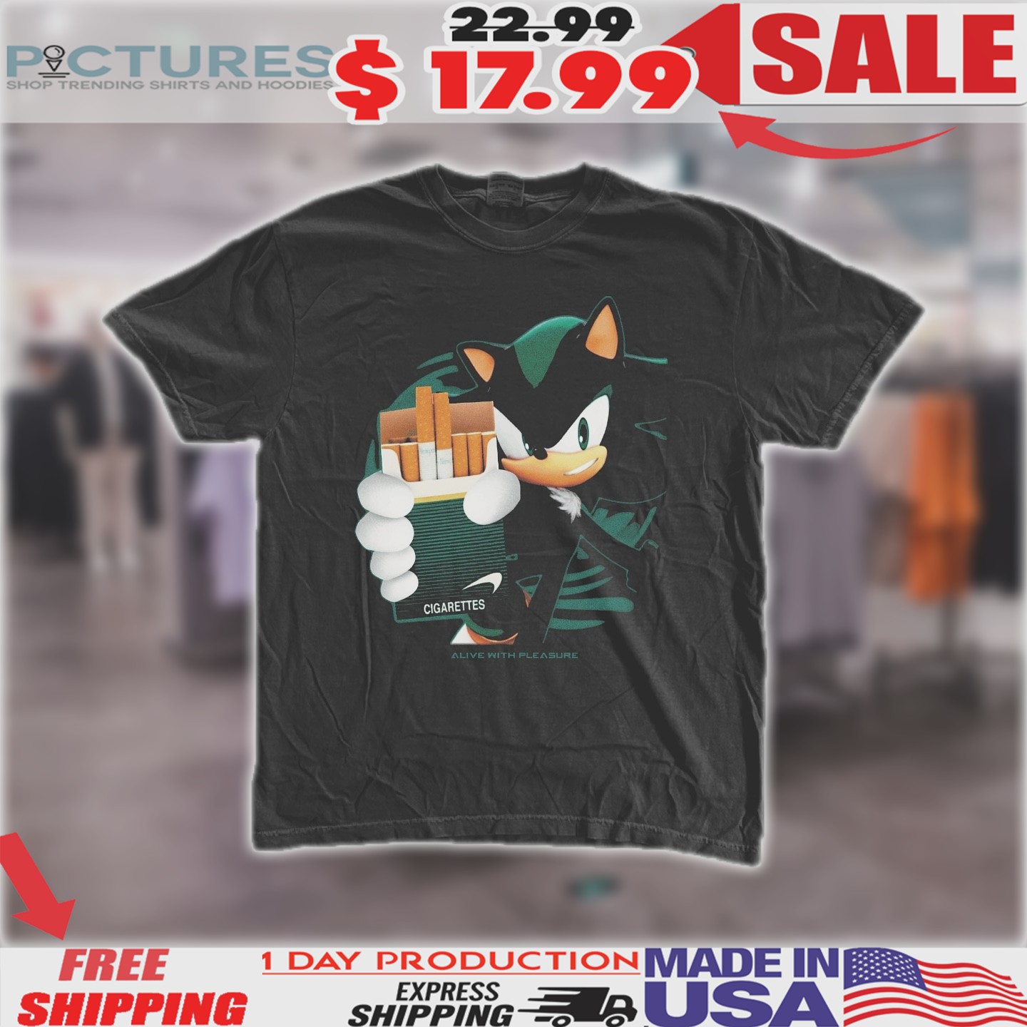 Shadow The Hedgehog Cigarettes Alive With Pleasure Shirt • Picturestees ...