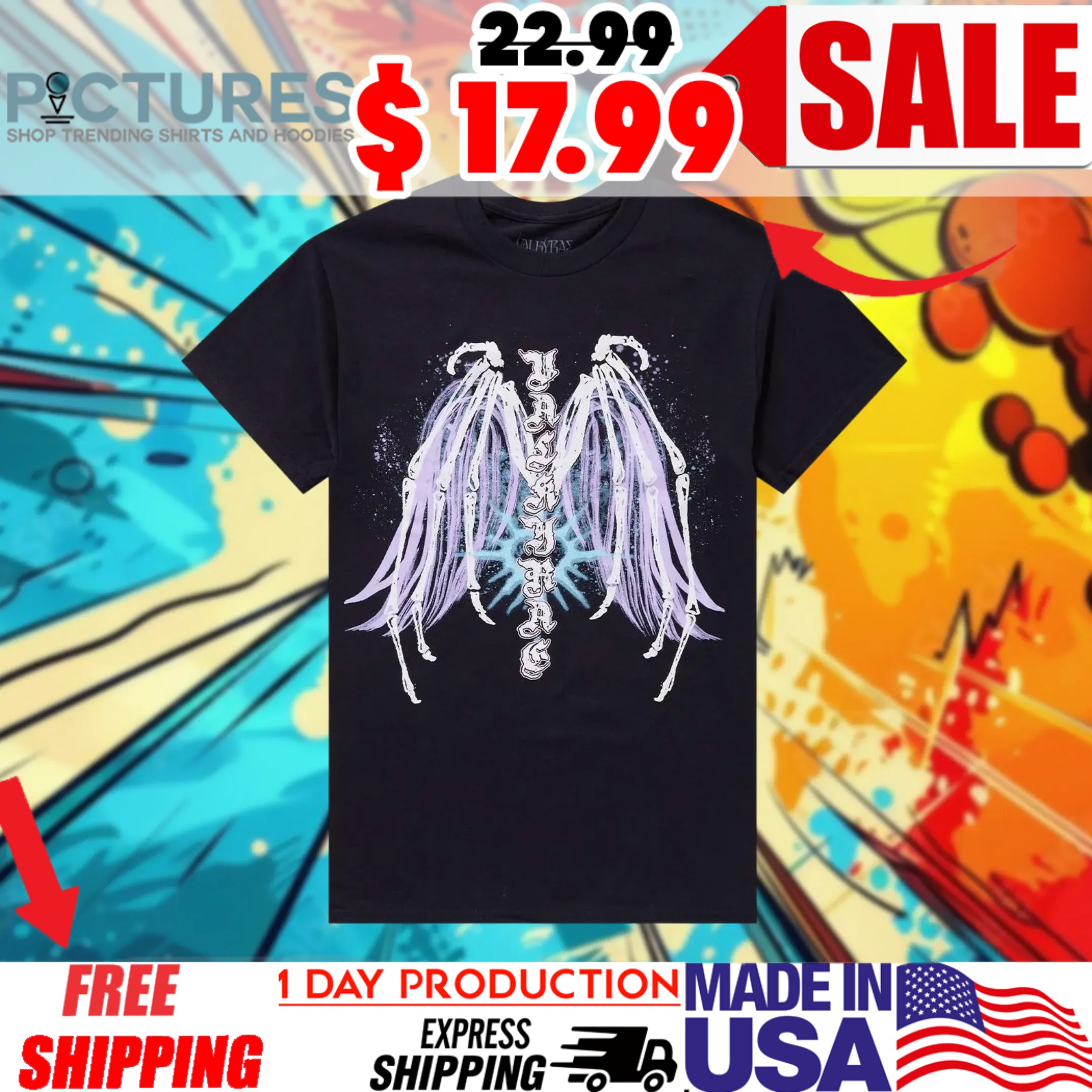 🚛Free Delivery: 📣SaleOff 20% Valkyrae Wings Bone Shirt • , Classic tee ...