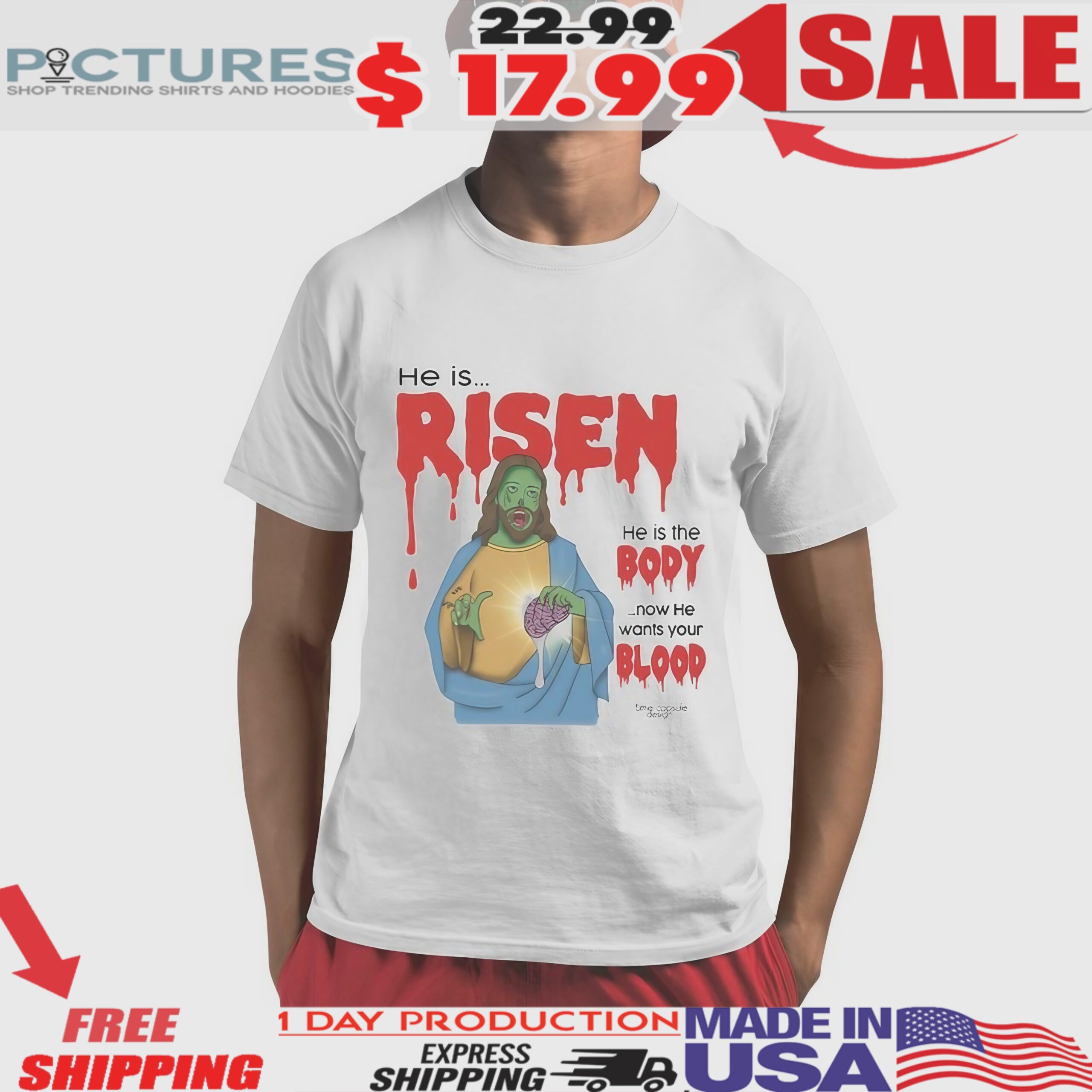 🚛Free Delivery: 📣SaleOff 20% Zombie Jesus He Is Risen He Is Body Now He ...