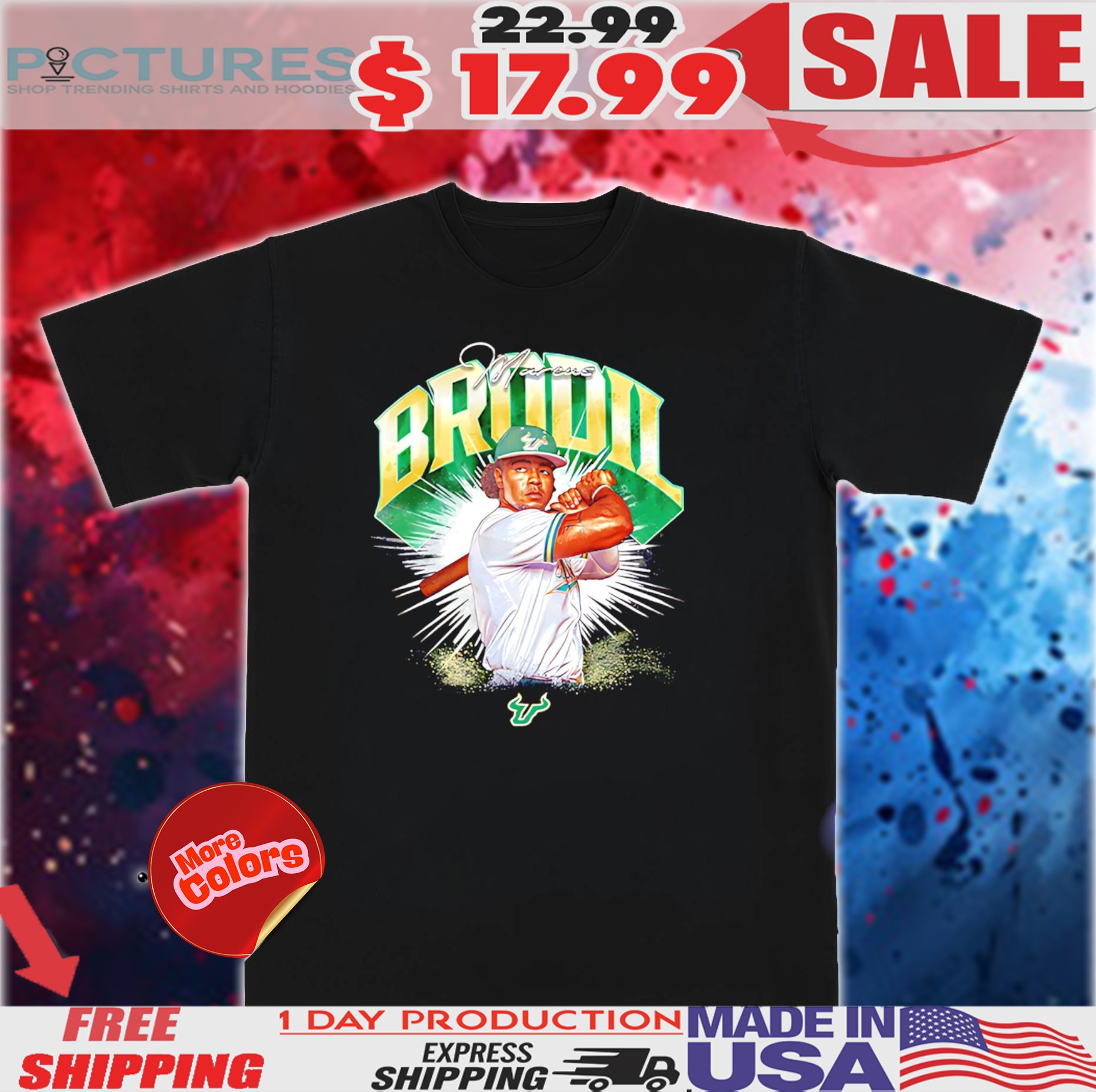 Marcus Brodil Usf Baseball Player Collage Shirt • Picturestees Clothing LLC