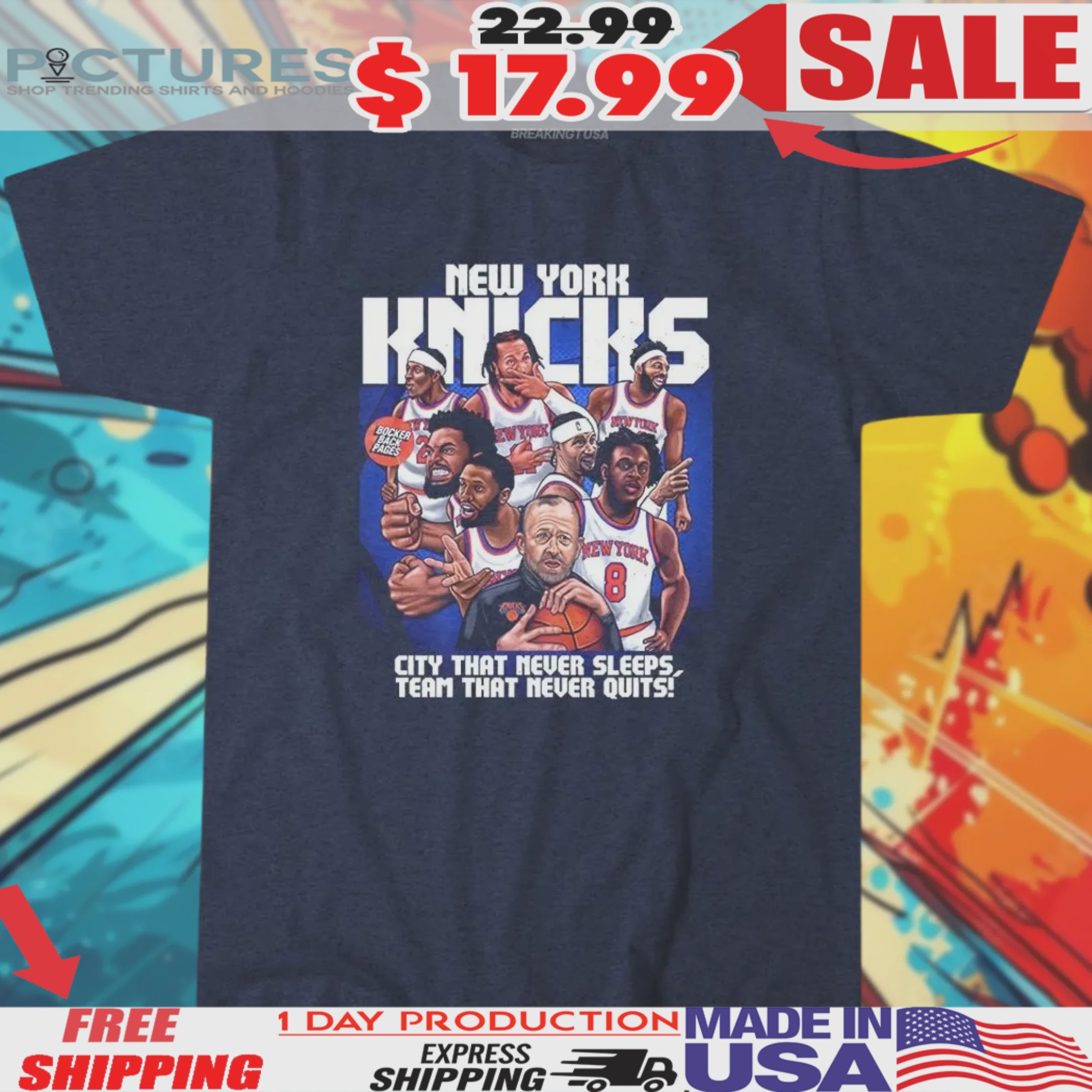 New York Knicks City That Never Sleeps Team That Never Quits Cartoon ...