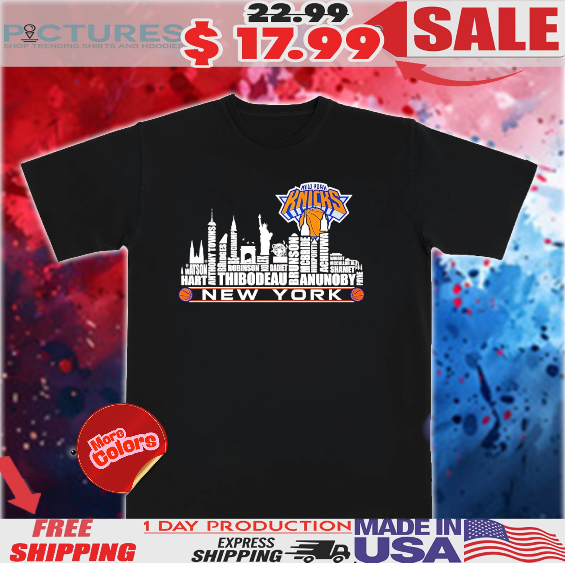 New York Knicks Player Name City Skyline 2025 Shirt • Picturestees ...