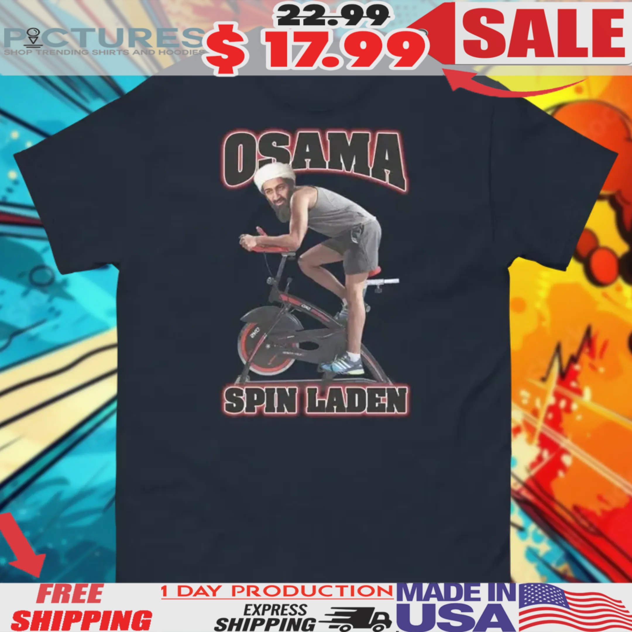 Osama Spin Laden Bike Shirt • Picturestees Clothing LLC