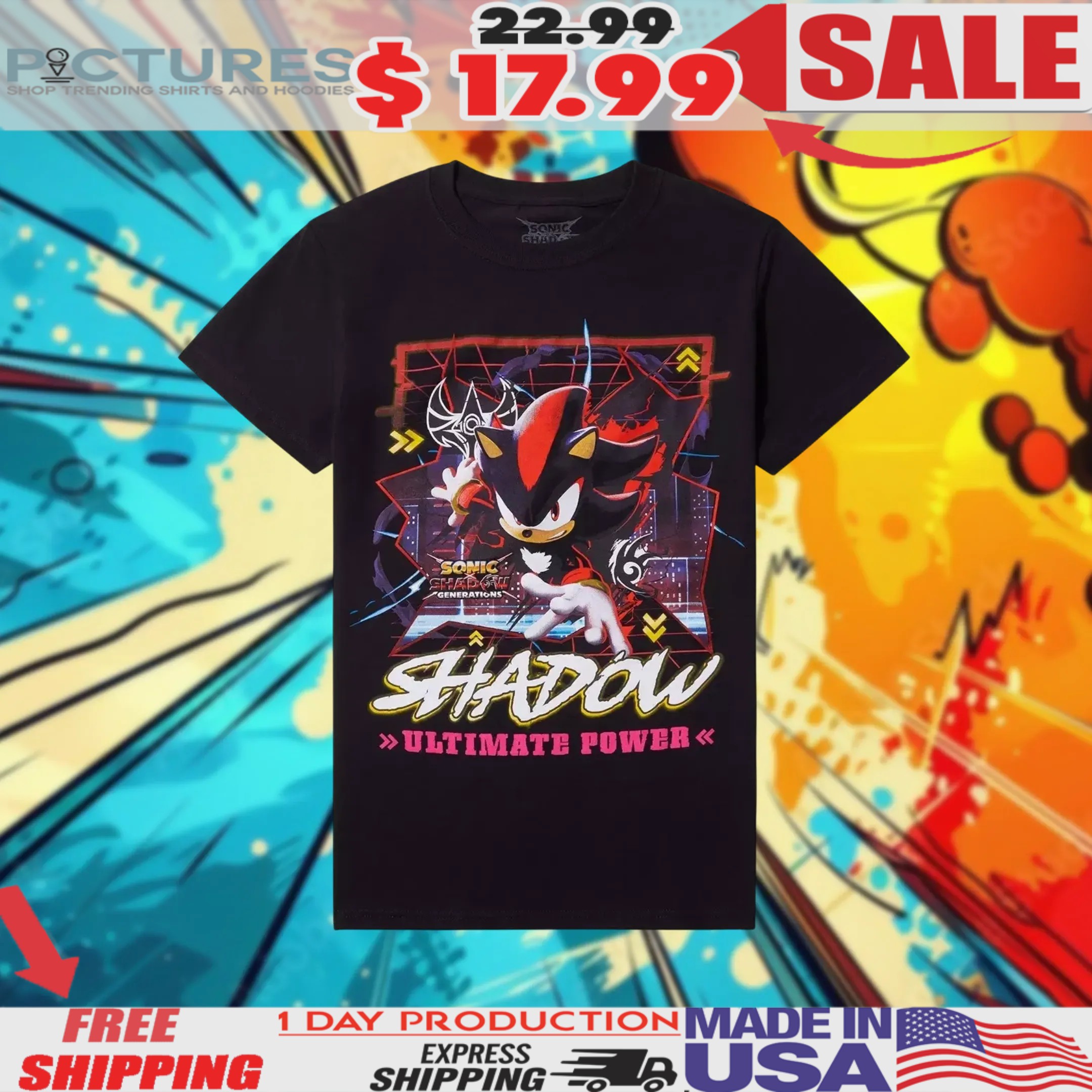 Shadow The Hedgehog Sonic X Shadow Generations Ultimate Power Shirt ...