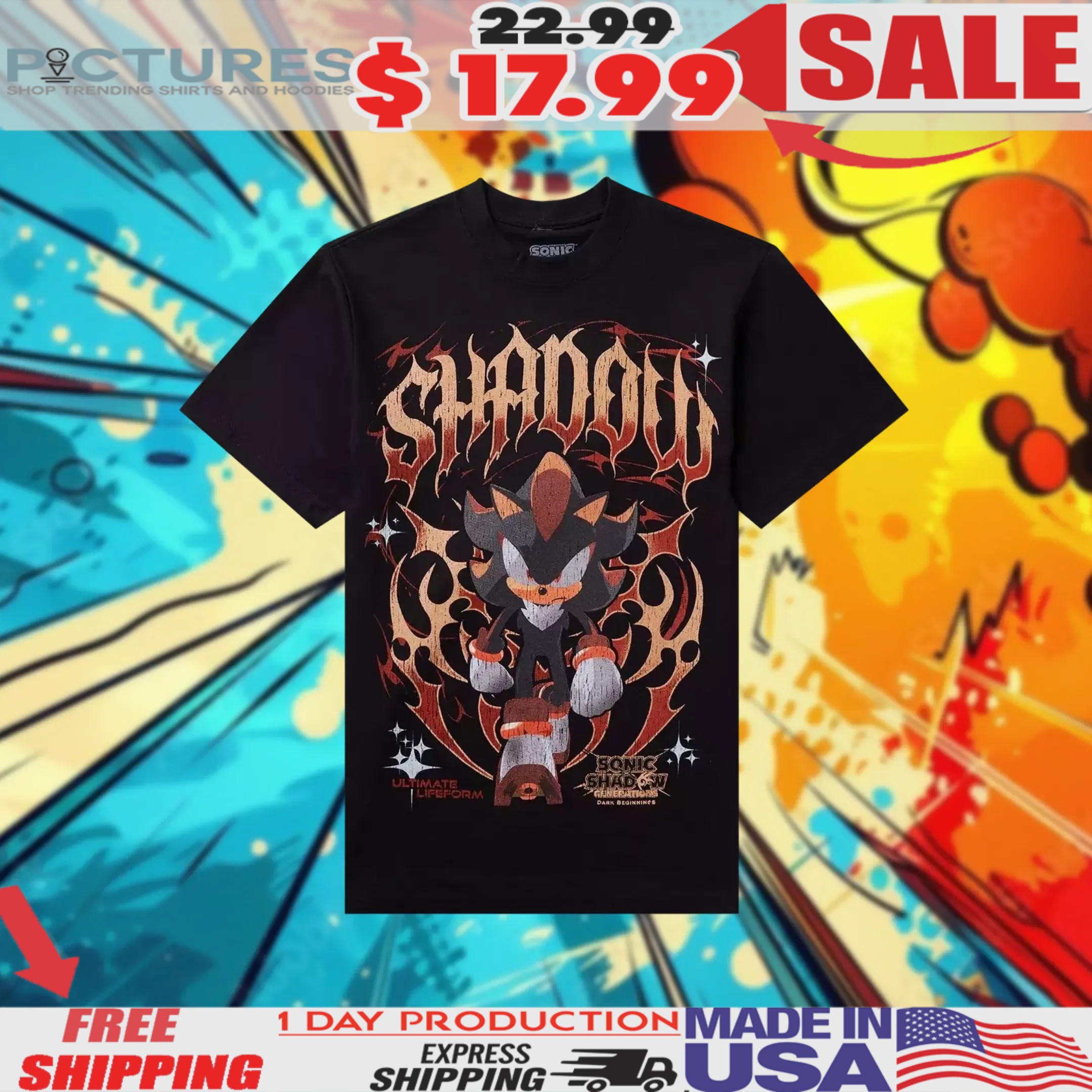 Sonic Shadow Generations Dark Beginnings Shadow Ultimate Lifeform Shirt ...