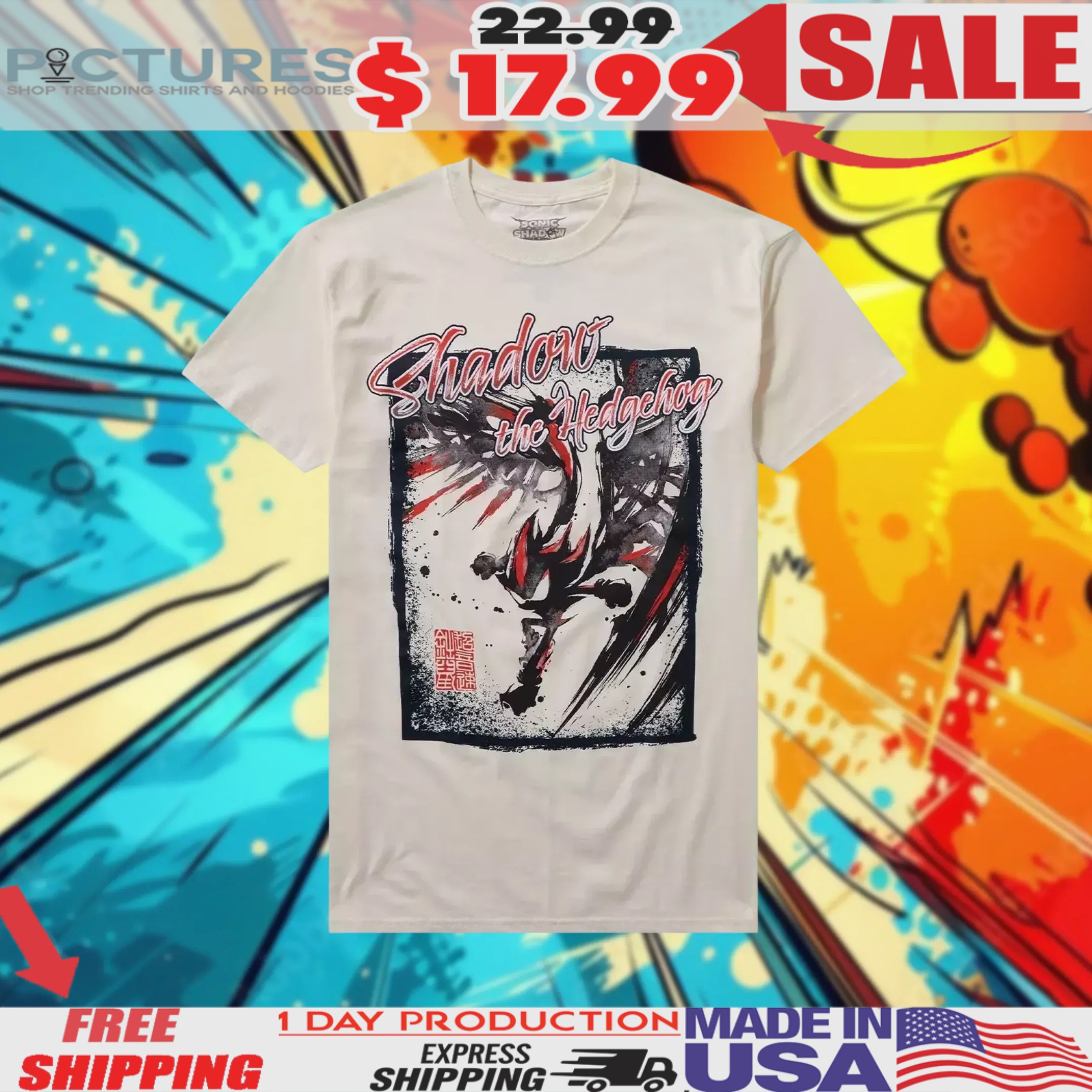 Sonic The Hedgehog Shadow Watercolor Shirt • Picturestees Clothing LLC