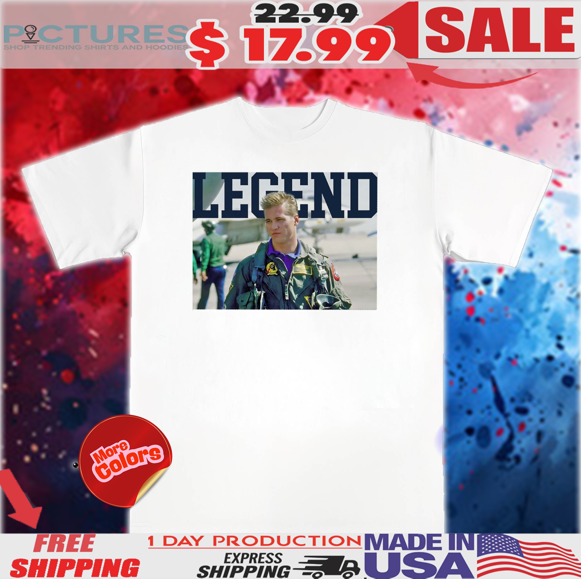 Val Kilmer The Iceman Legend Charity Shirt • Picturestees Clothing LLC