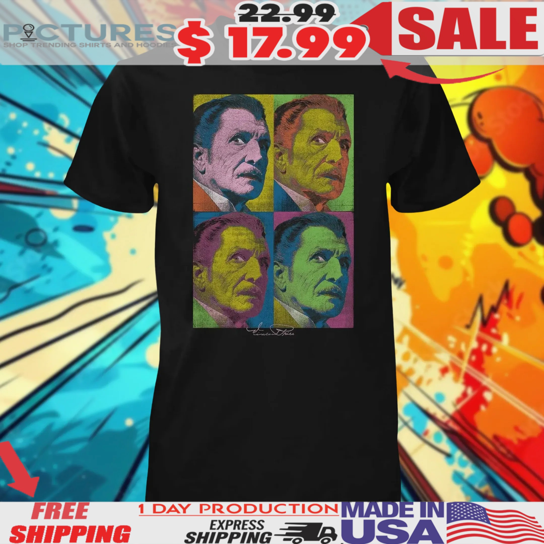 Vincent Price Pop Art Shirt • Picturestees Clothing LLC