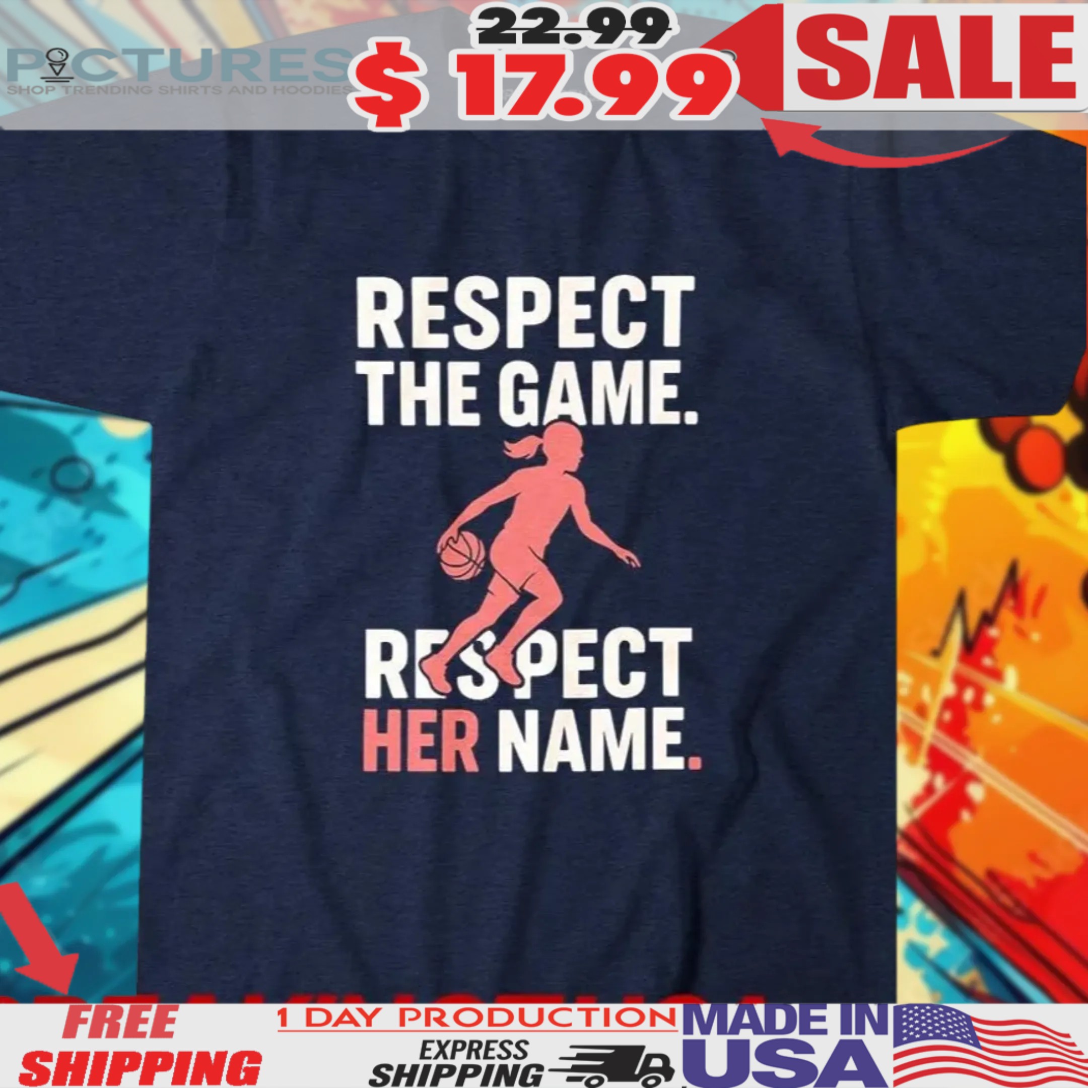 Wnba Respect The Game Respect Her Name Shirt • Picturestees Clothing LLC