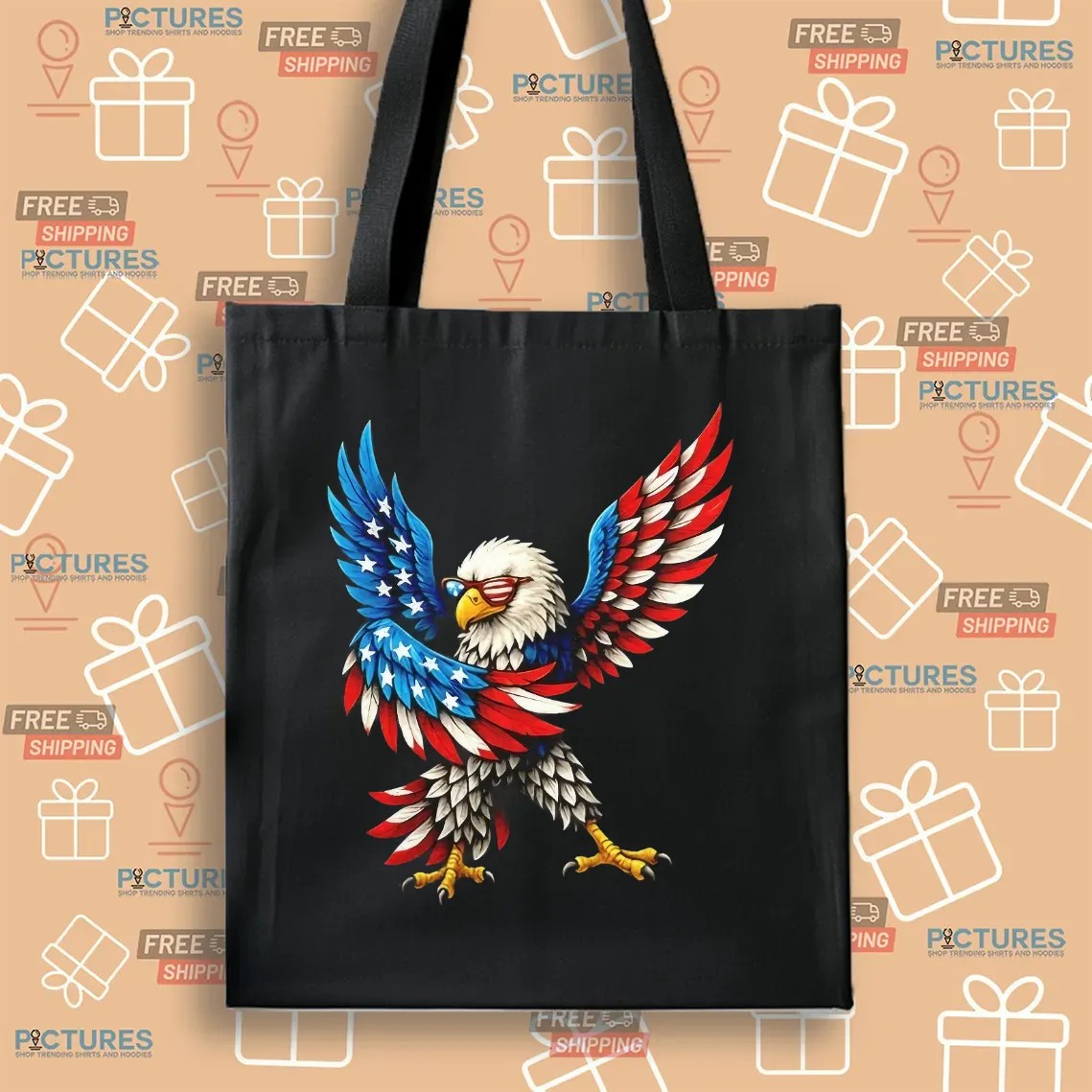 American Flag Dabbing Bald Eagle Patriotic 4th Of July T Shirt ...