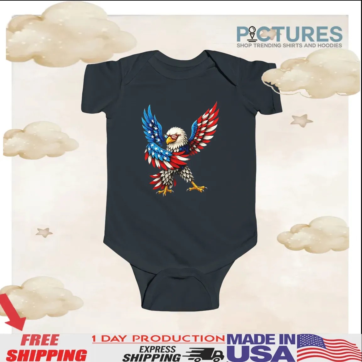 American Flag Dabbing Bald Eagle Patriotic 4th Of July T Shirt ...