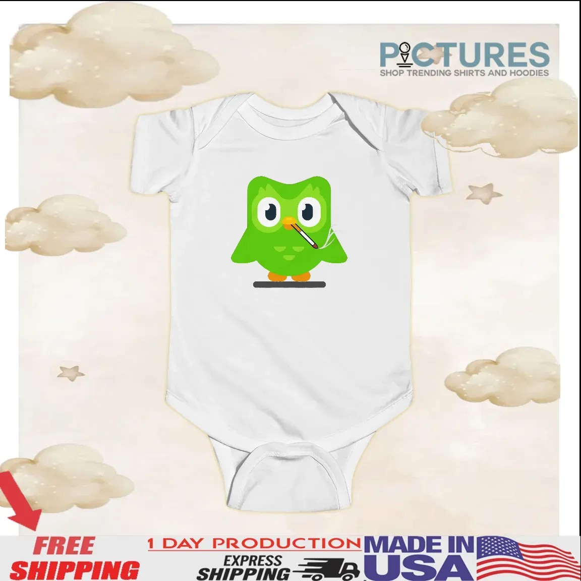 Duolingo Smoking Cigarette T Shirt • Picturestees Clothing LLC