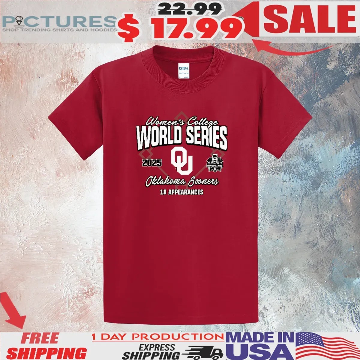 Oklahoma Sooners Crimson Women's College World Series Bound 2025 18 ...