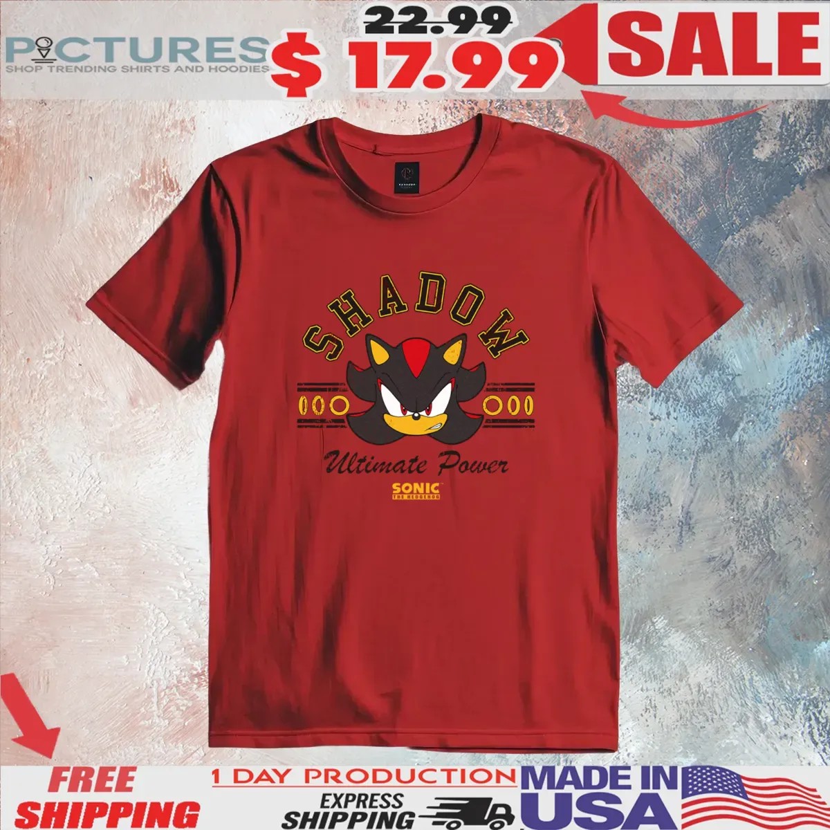 Sonic The Hedgehog Shadow Ultimate Power T Shirt • Picturestees ...