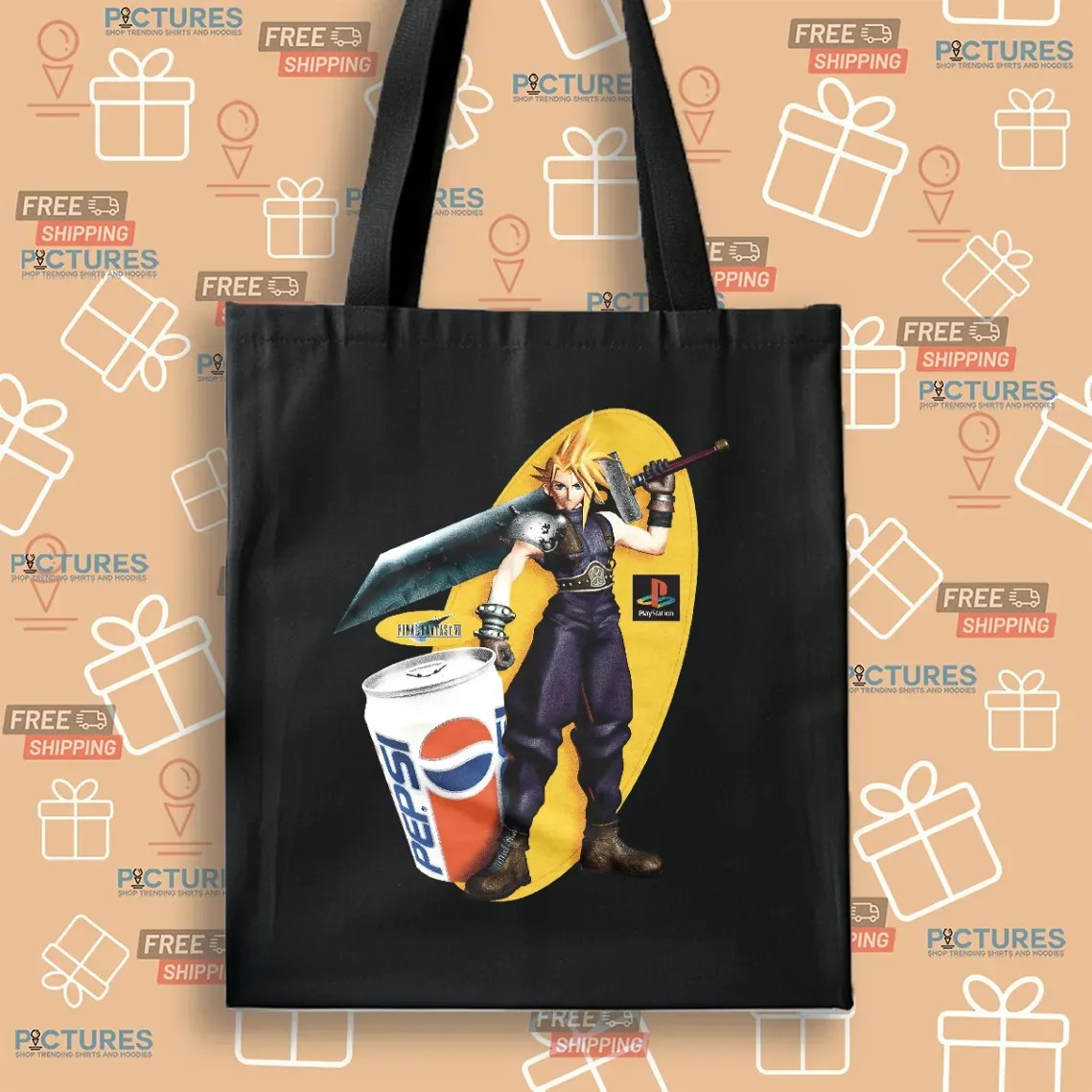 Cloud Strife Final Fantasy VII Pepsi Mashup T Shirt • Picturestees ...