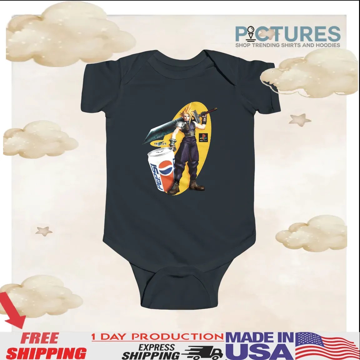 Cloud Strife Final Fantasy VII Pepsi Mashup T Shirt • Picturestees ...