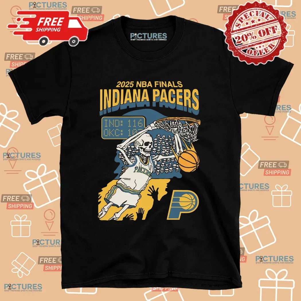 Indiana Pacers 2025 NBA Finals Skeleton Basketball T Shirt ...