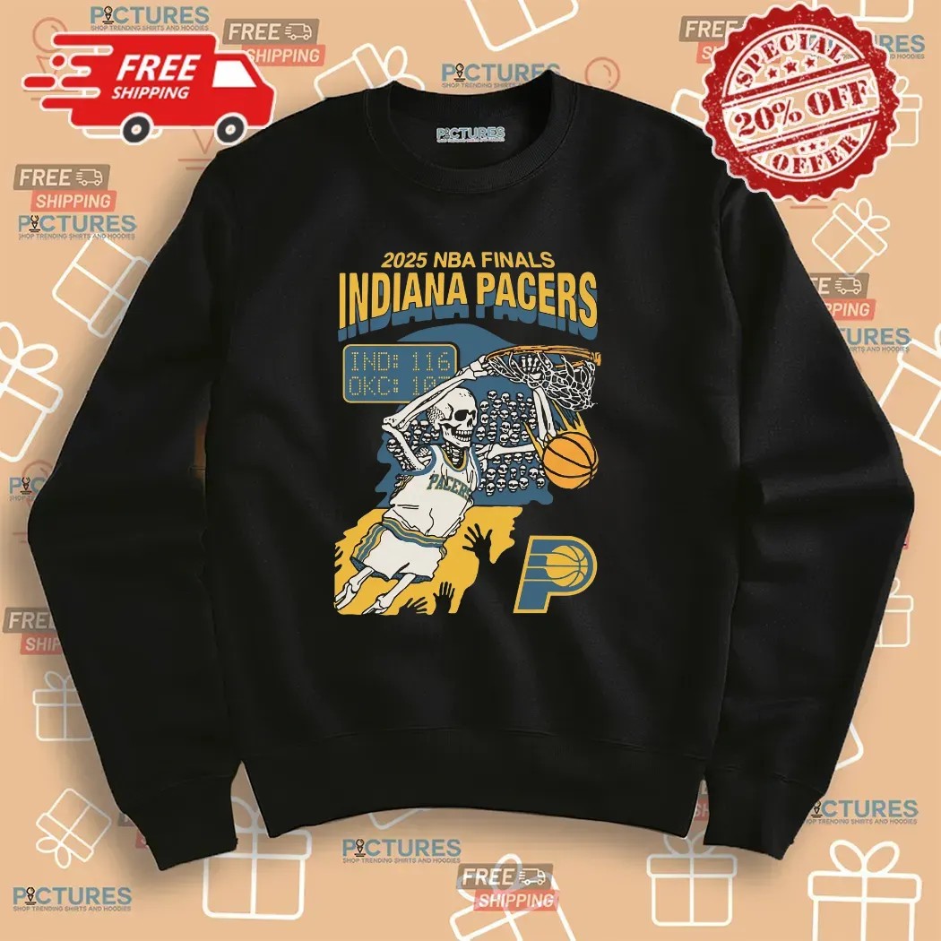 Indiana Pacers 2025 NBA Finals Skeleton Basketball T Shirt ...