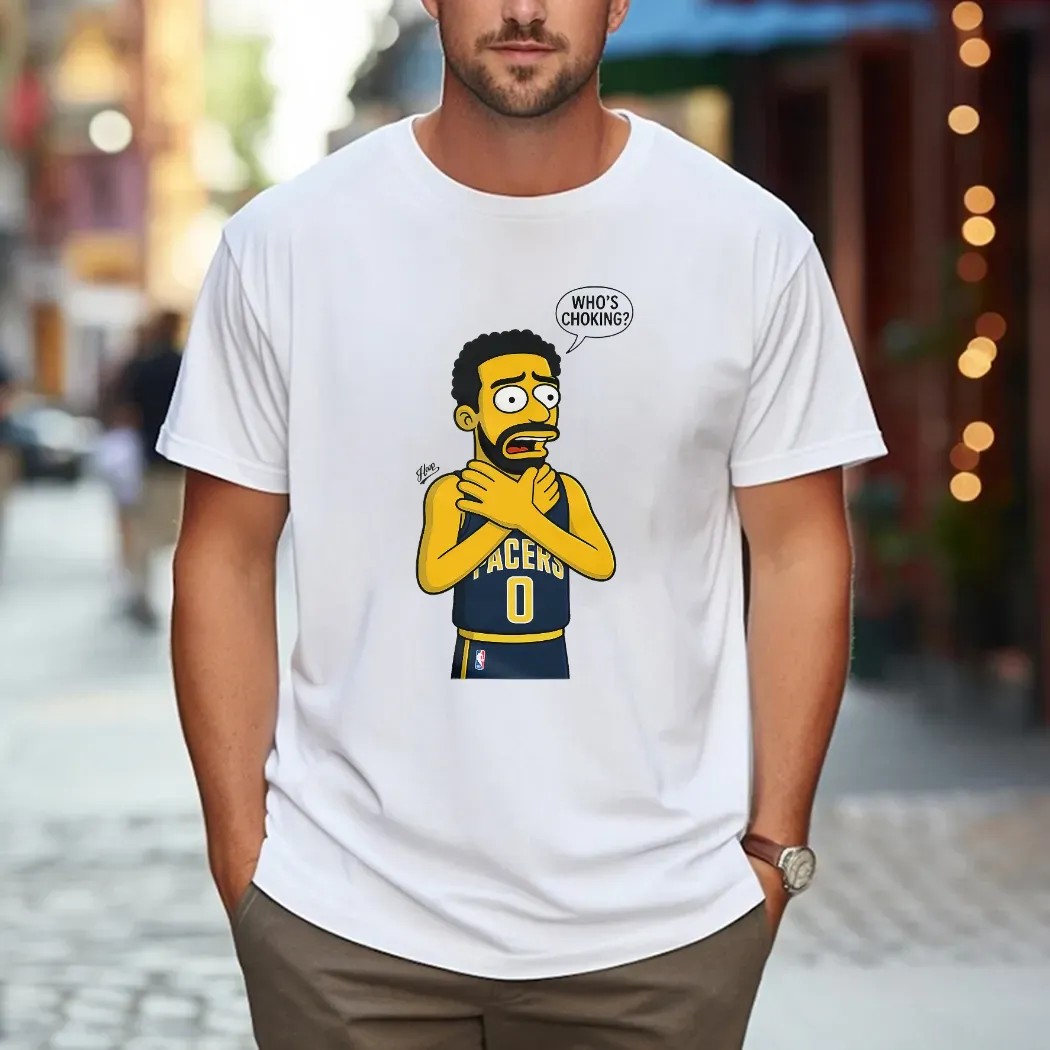 Indiana Pacers Tyrese Haliburton Who's Choking Meme Cartoon T Shirt ...