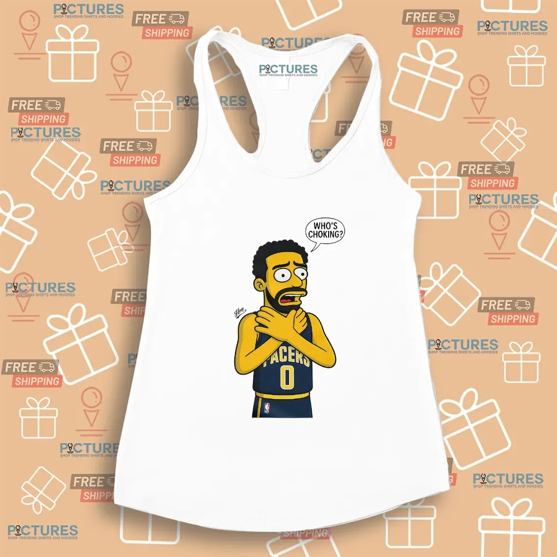 Indiana Pacers Tyrese Haliburton Who's Choking Meme Cartoon T Shirt ...