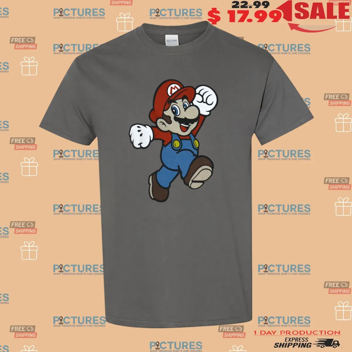 Super Mario Jumping Plumber Video Game Character T Shirt • Picturestees ...