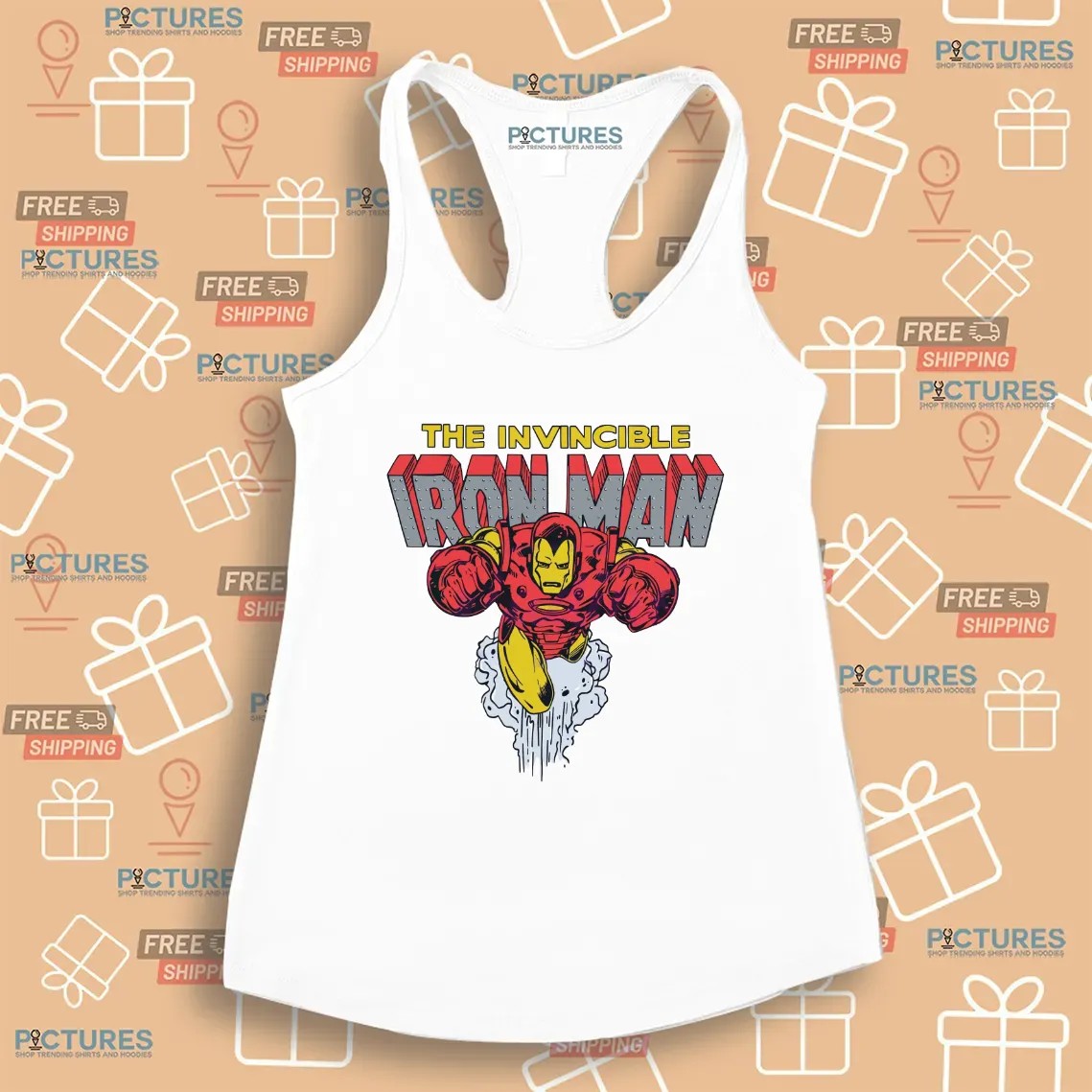 The Invincible Iron Man Retro Marvel Superhero Flying Action Pose T ...