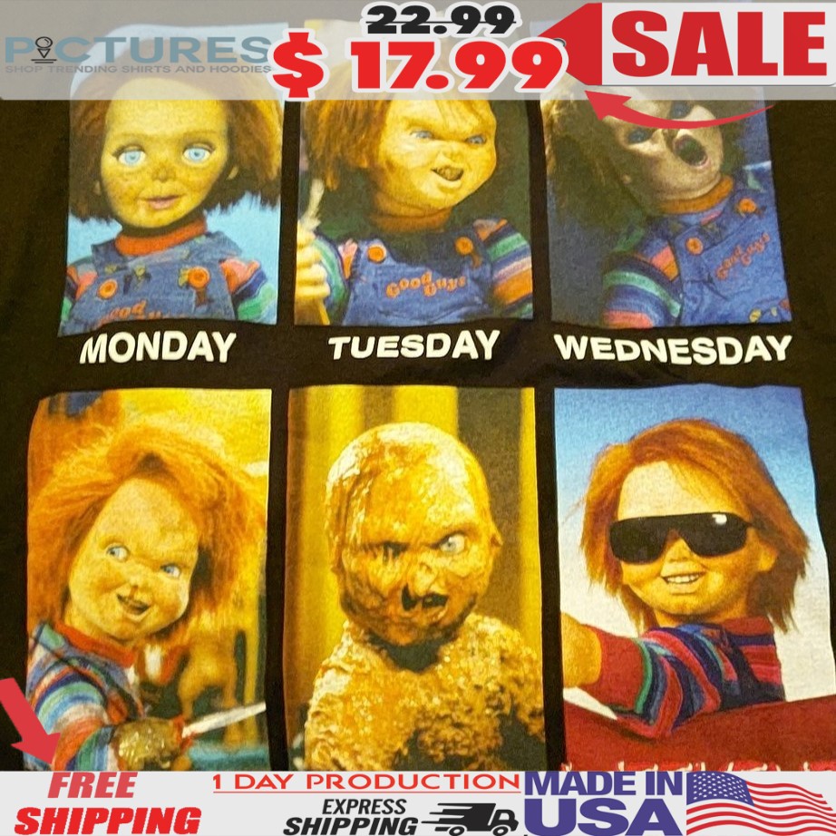 Chucky Doll Monday To Weekend Horror Movie Weekly Calendar Graphic T ...