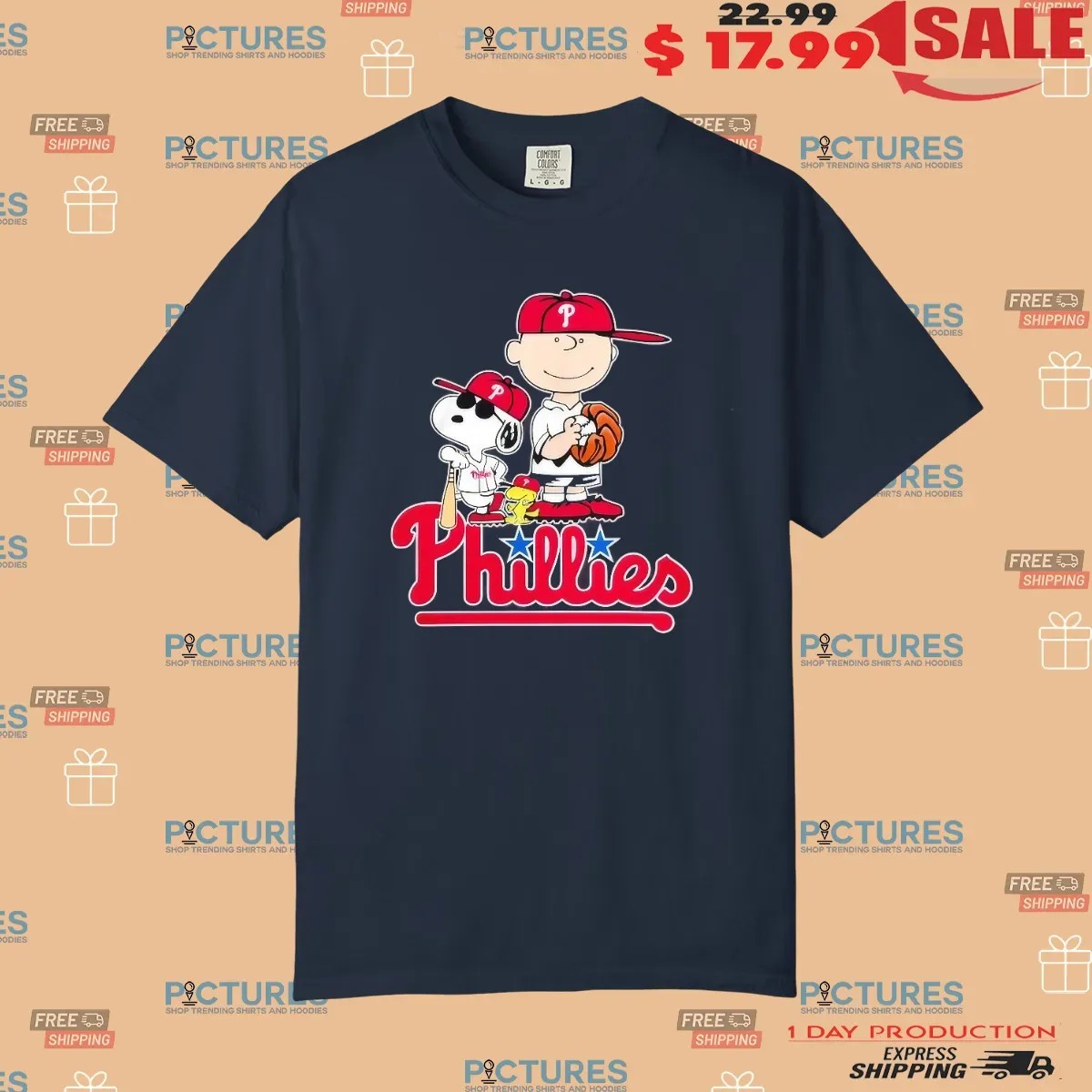 Peanuts Snoopy And Charlie Brown Philadelphia Phillies Baseball Logo T ...