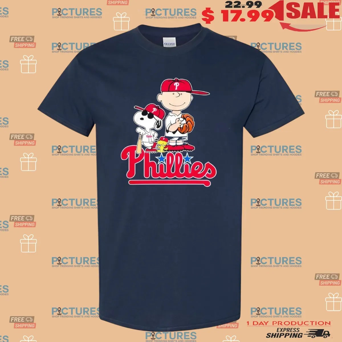 Peanuts Snoopy And Charlie Brown Philadelphia Phillies Baseball Logo T ...