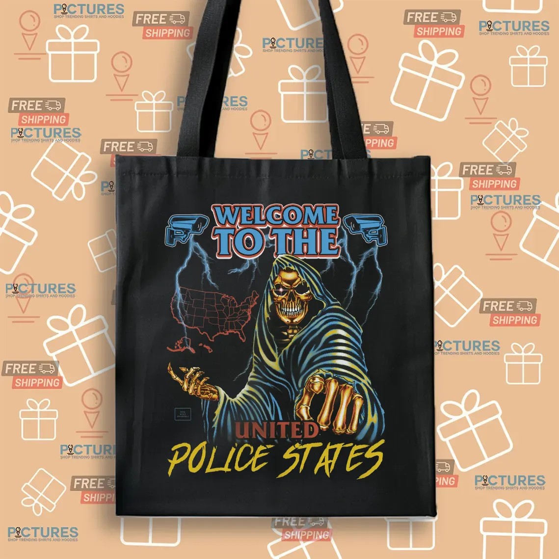 Grim Reaper Welcome To The United Police States Graphic T Shirt ...
