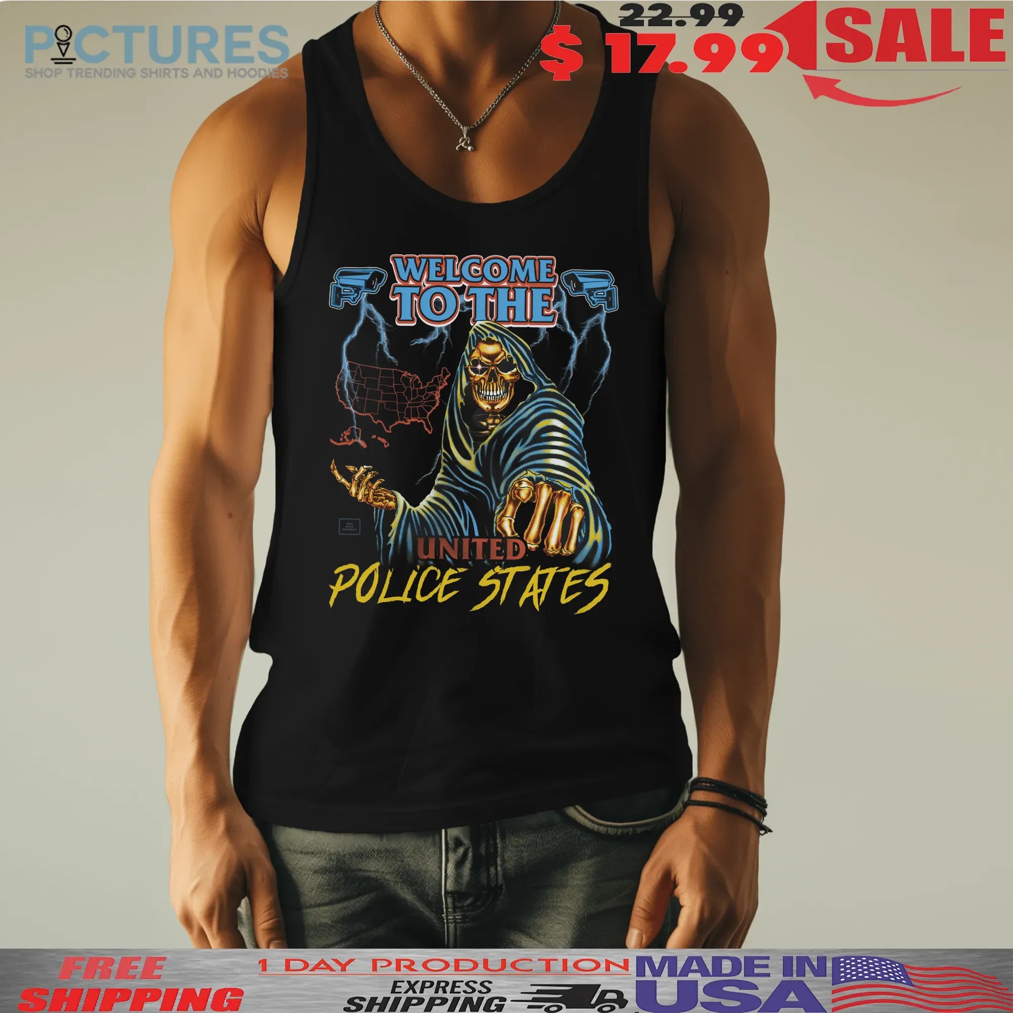 Grim Reaper Welcome To The United Police States Graphic T Shirt ...