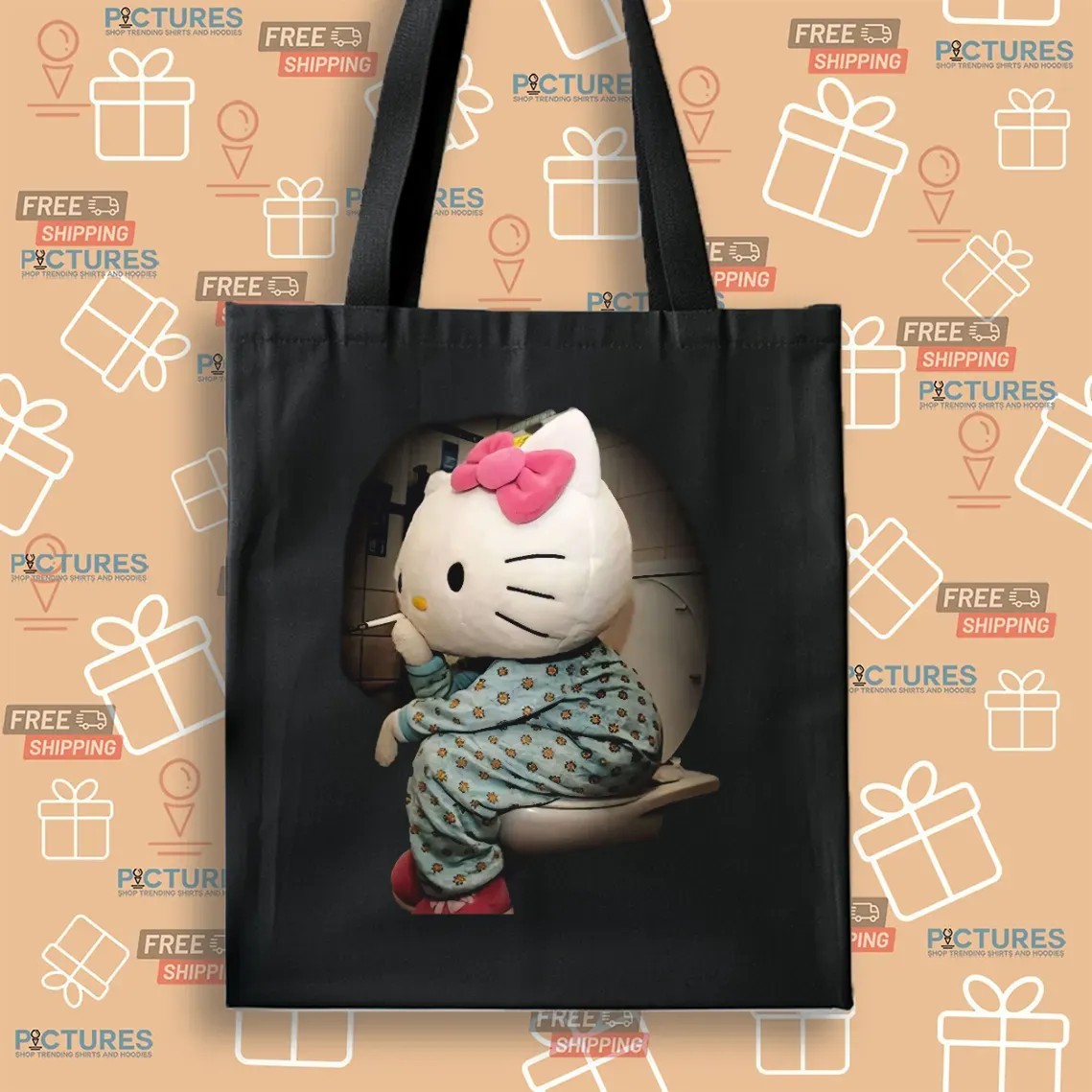 Hello Kitty Smoking In Toilet Meme T Shirt • Picturestees Clothing LLC