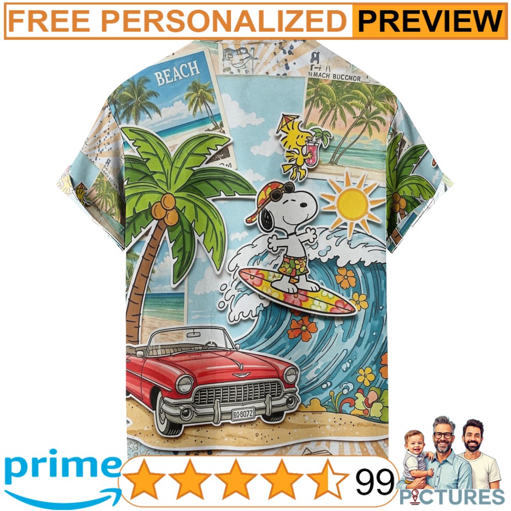 Snoopy Hawaiian Surfing Cute Peanuts Cartoon Summer Beach Car 3D All ...