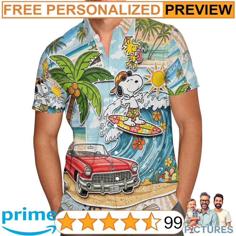 Snoopy Hawaiian Surfing Cute Peanuts Cartoon Summer Beach Car 3D All ...