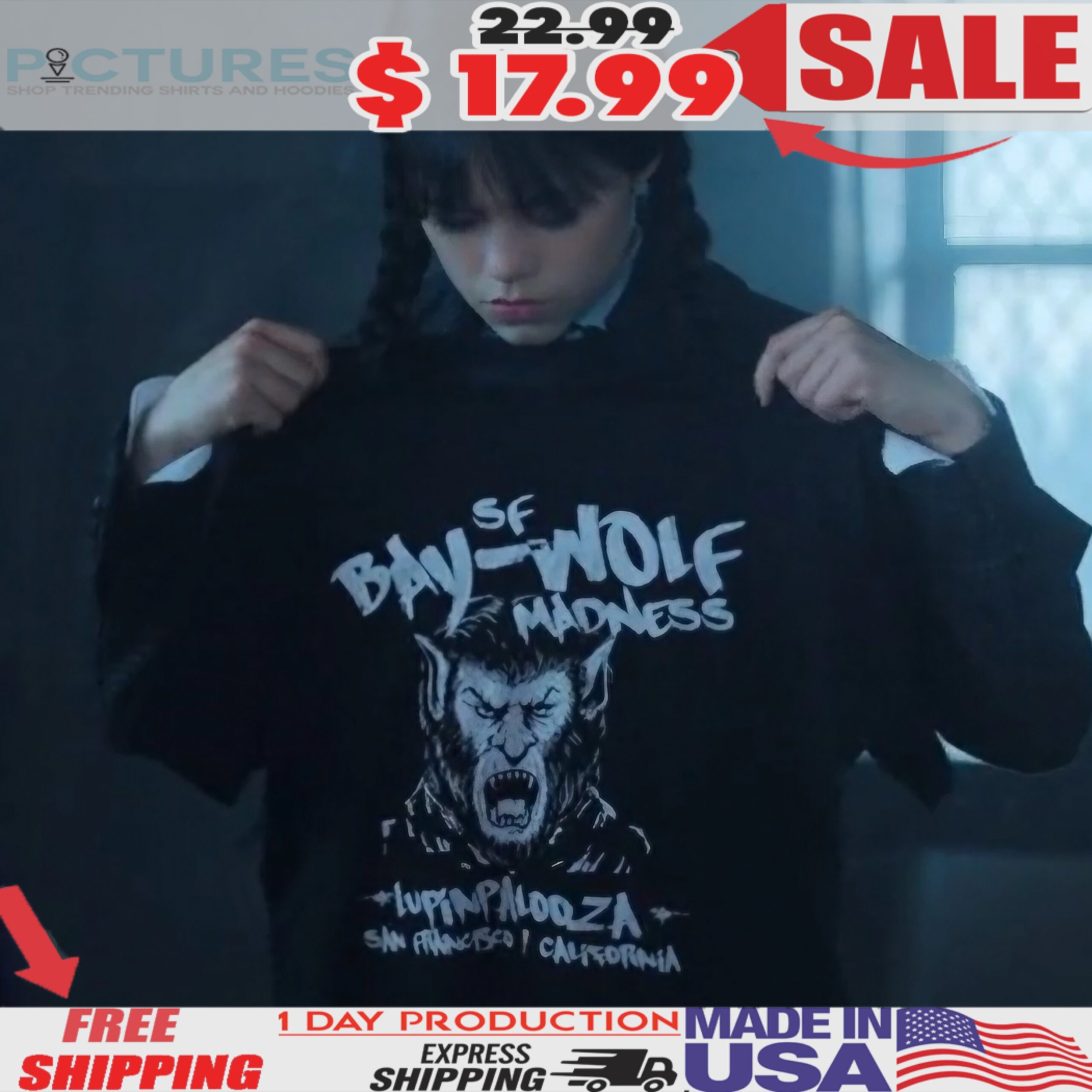 Wednesday Season 2 Sf Bay-wolf Madness Lupinpalooza San Francisco California T Shirt ...